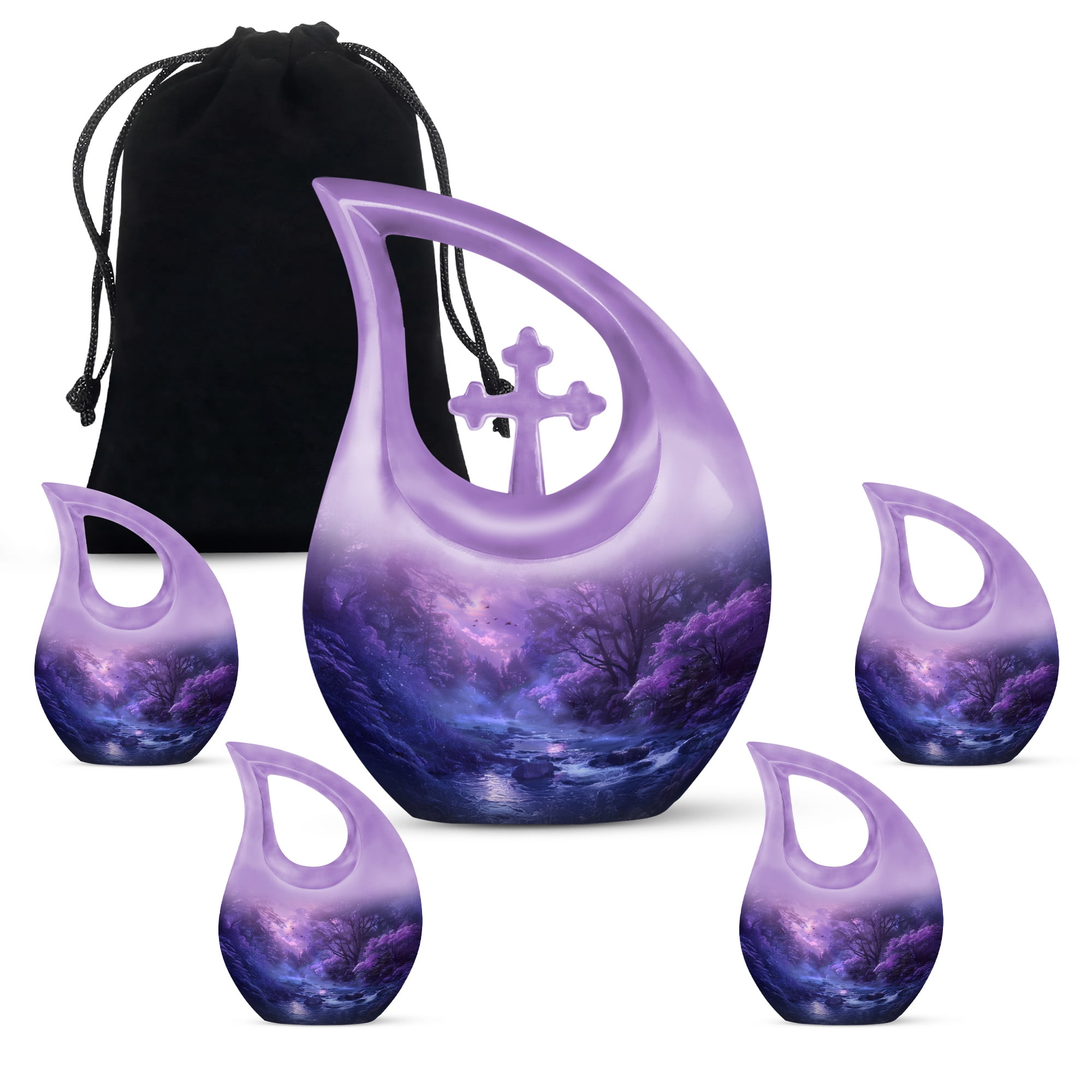 MUKTIVE Forest Combo Sets Urn for Ashes Adult Male & Female, Purple ...