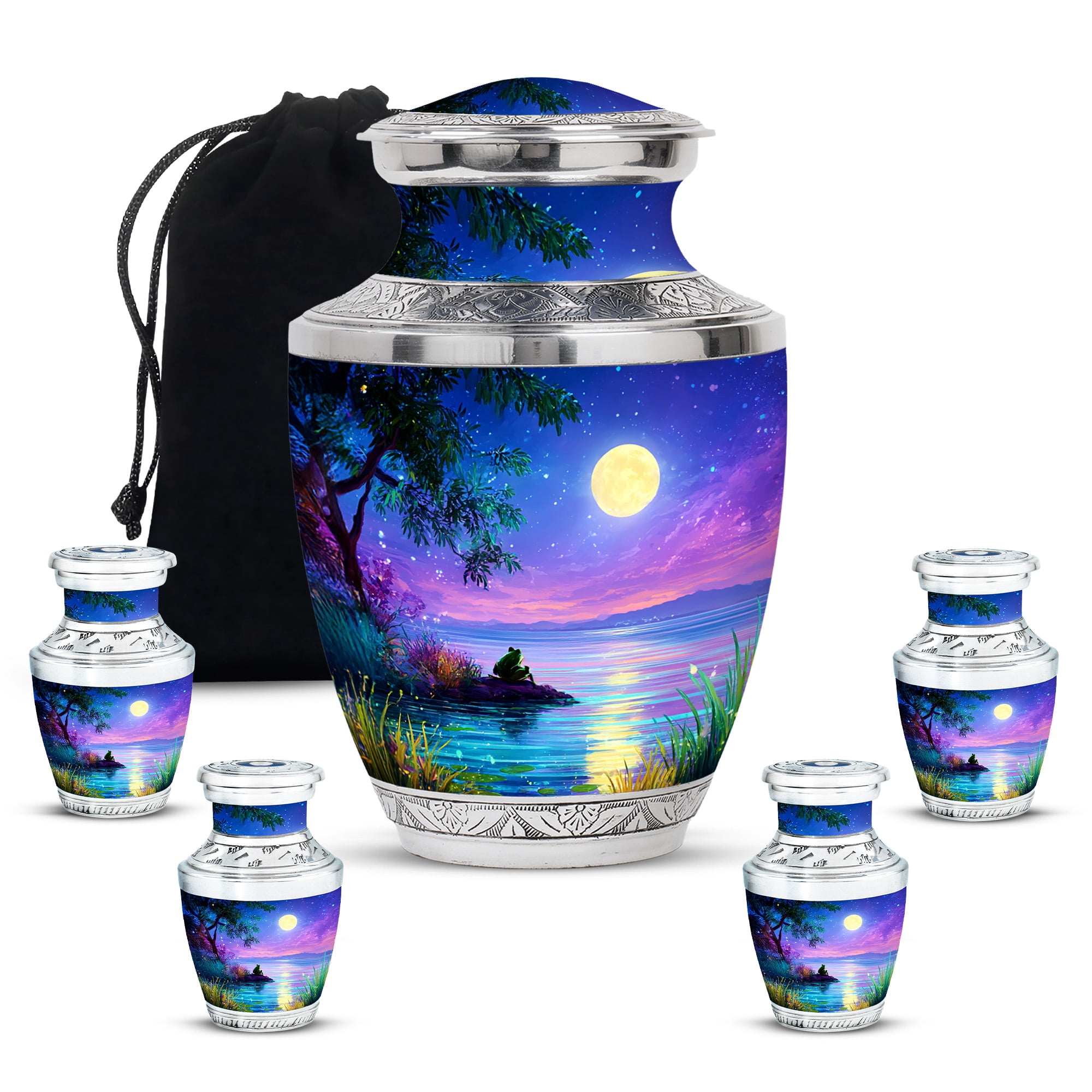MUKTIVE Frog Burial Urn for Human Ashes, Large 10 Inch Moon Memorial ...