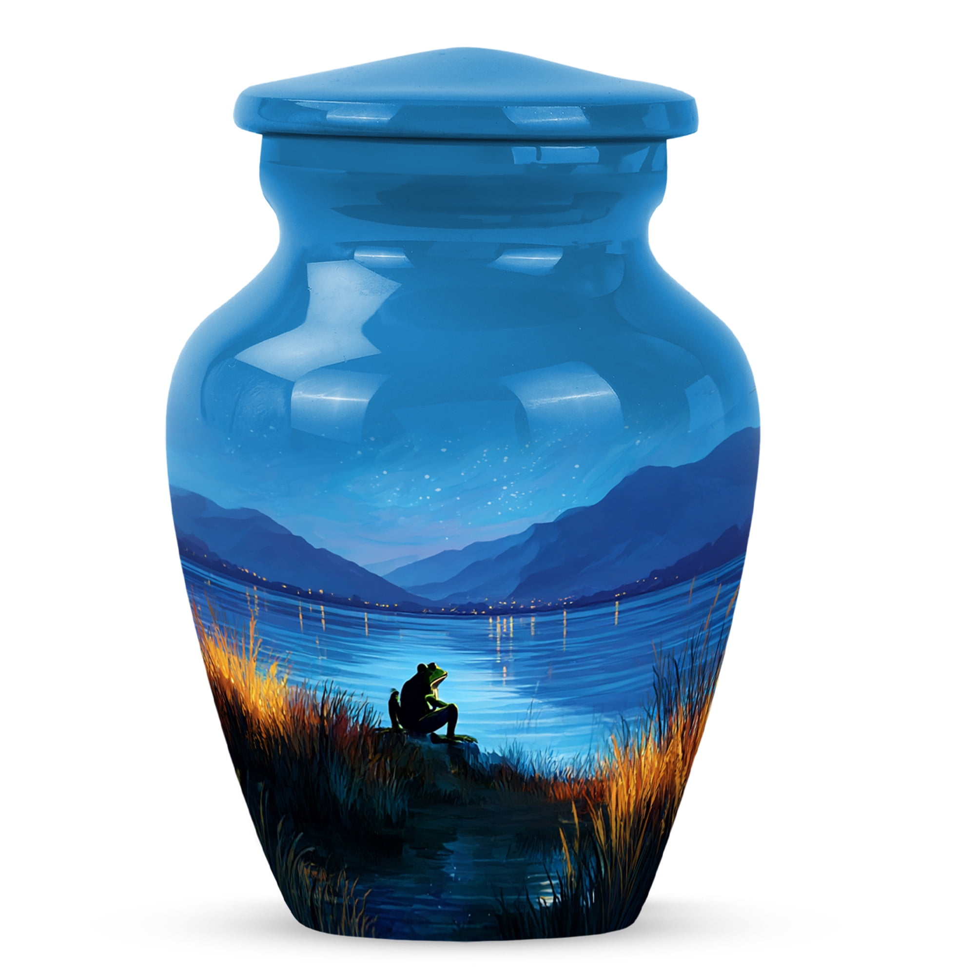 MUKTIVE Frog Tiny Cremation Urn, Mini Blue Urns for Adult Male ...