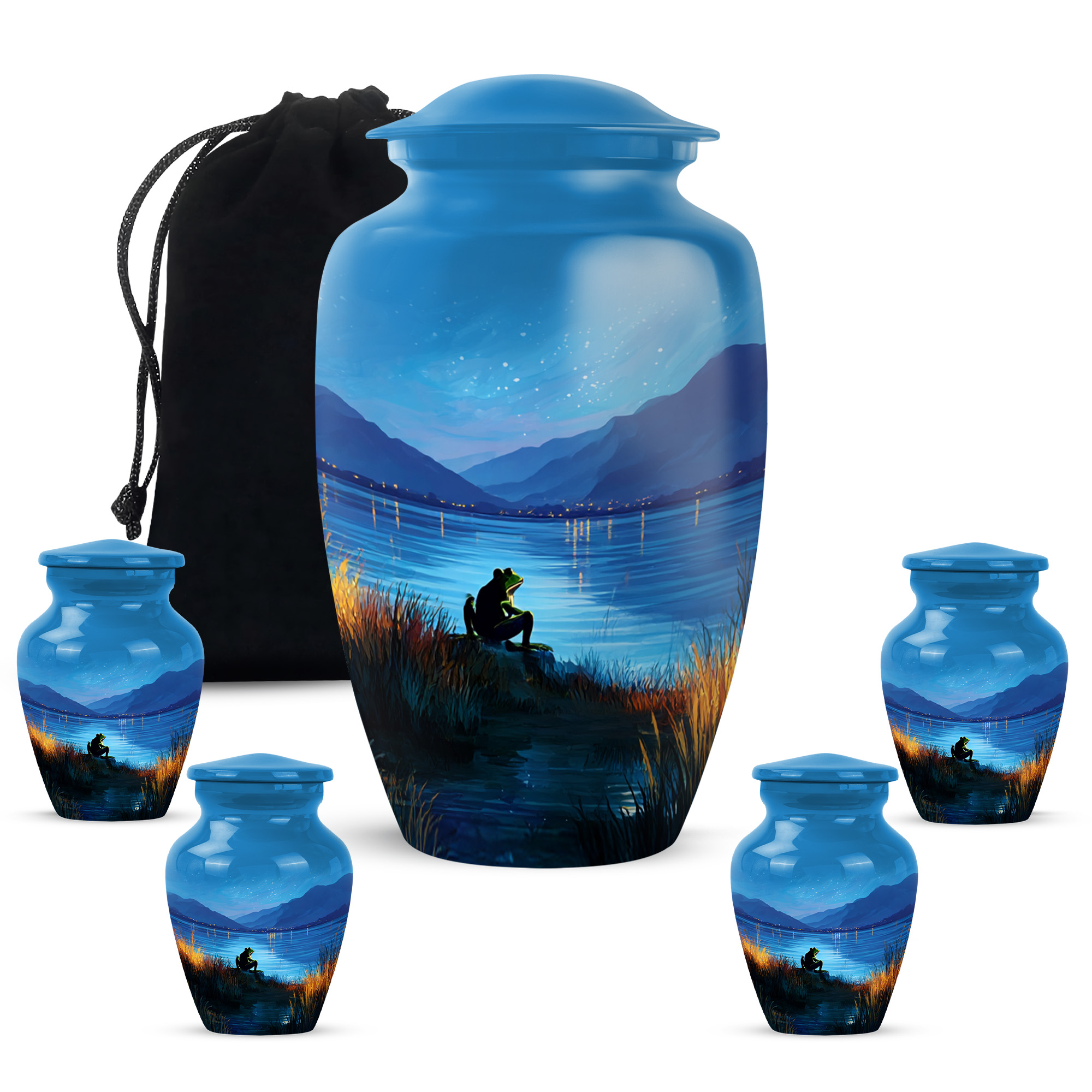 MUKTIVE Frog Urns for Human Ashes Adult Man, Blue Burial Urn for Ashes ...