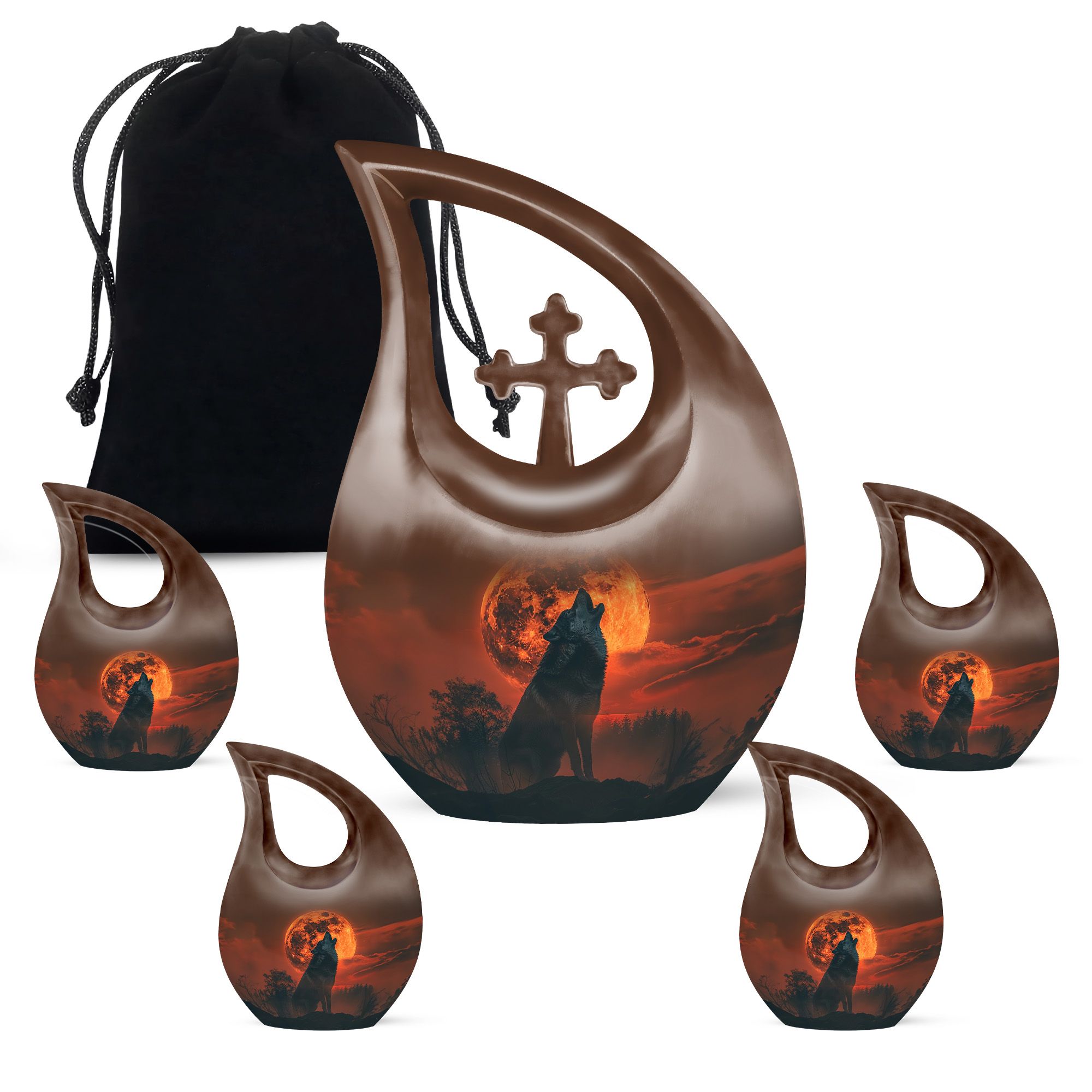 MUKTIVE Full Moon Wolf Combo Sets Urns for Human Ashes Adult Mother ...