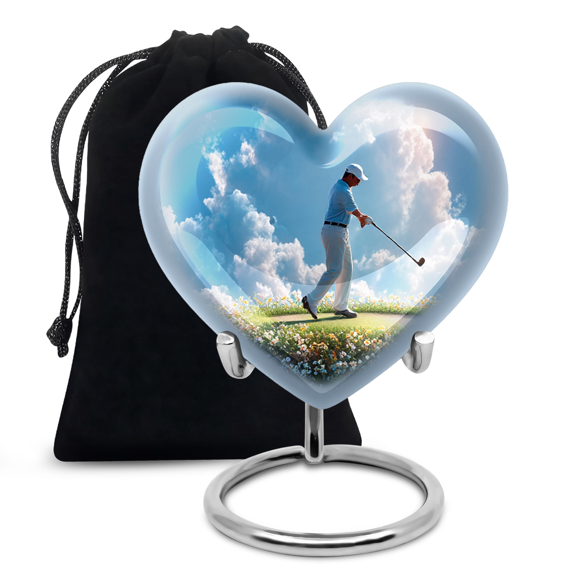 MUKTIVE Golfball Large Urn for Human Ashes Adult Male, Heart Cremation ...