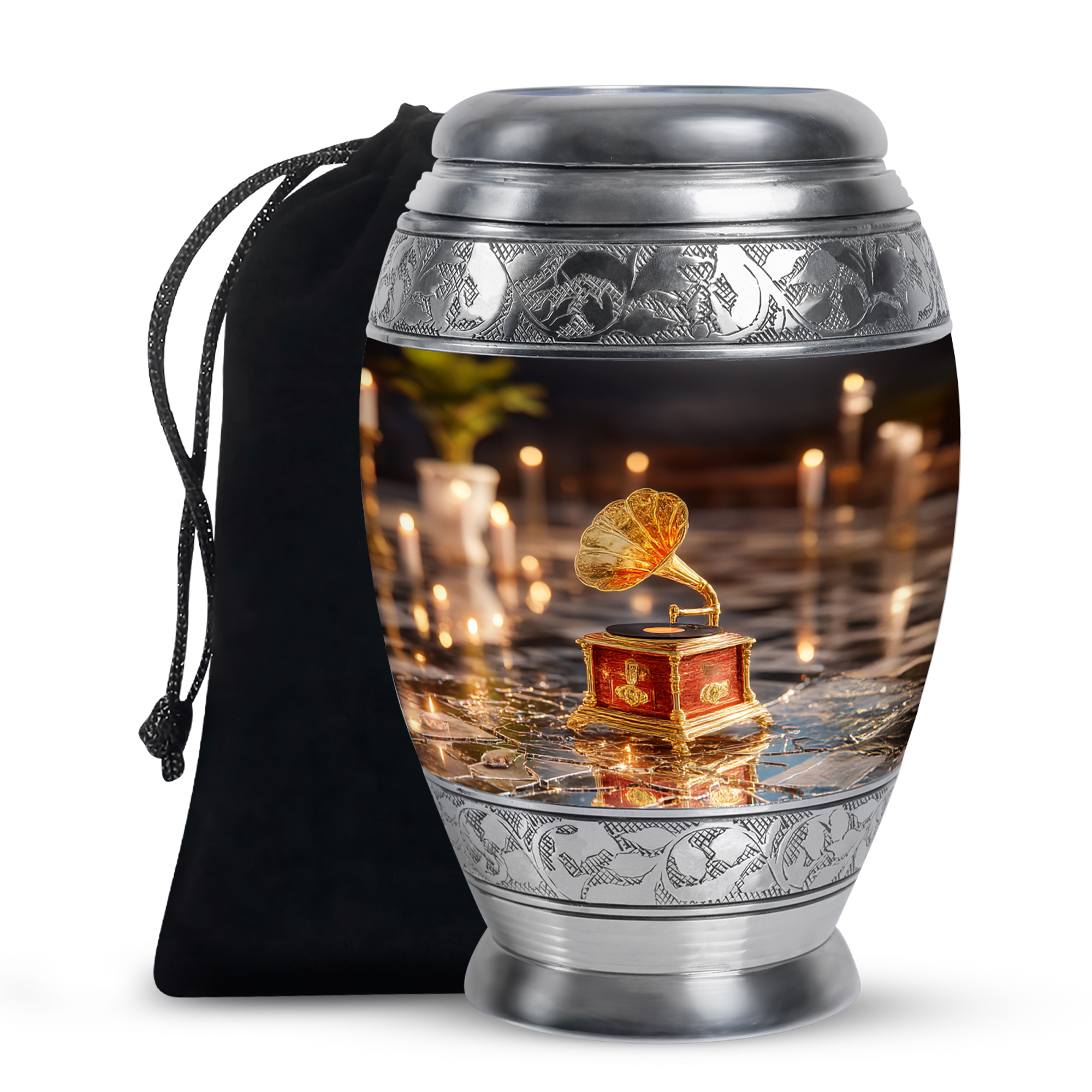 MUKTIVE Gramophone Memorial Adult Urns for Human Ashes Women, Brown ...