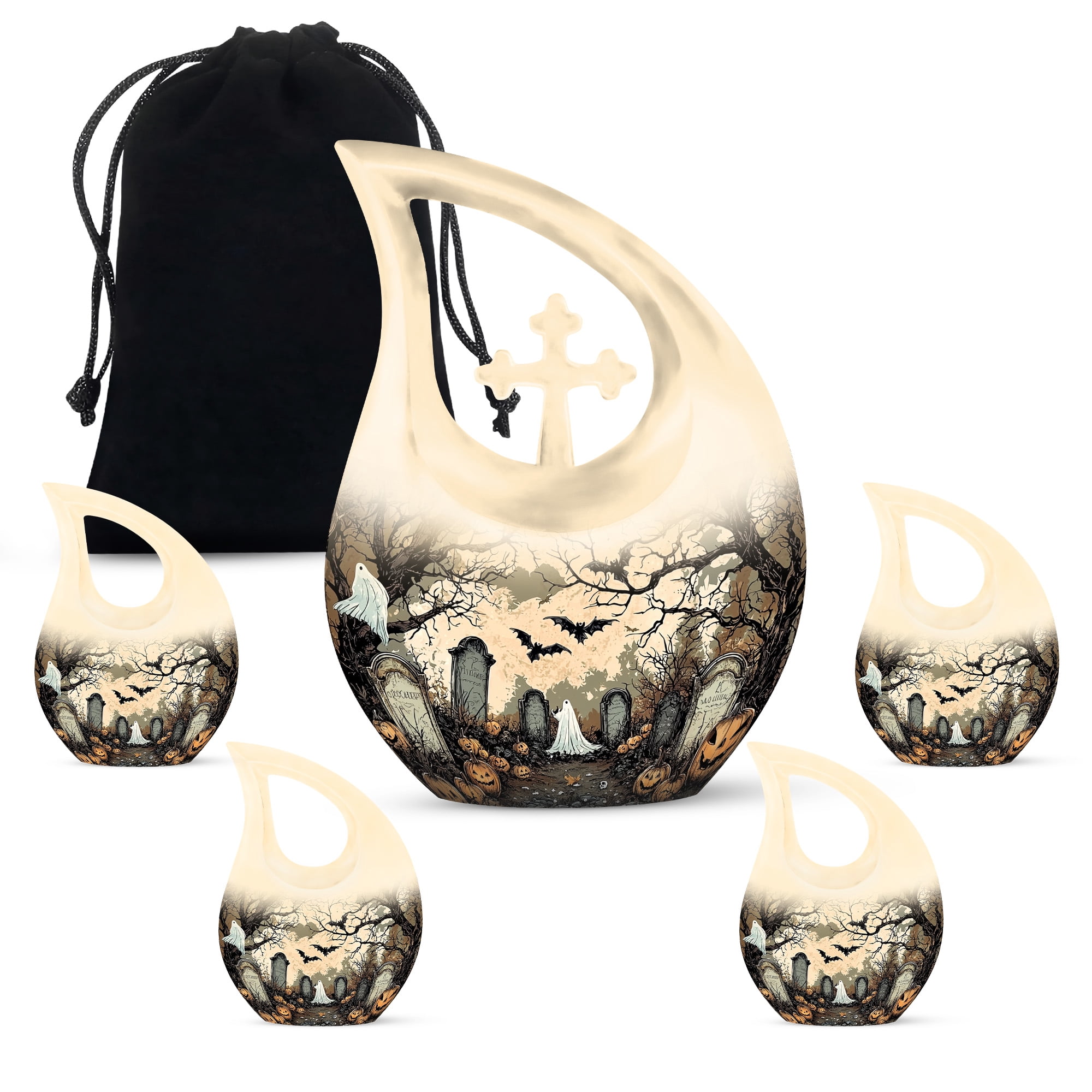 MUKTIVE Halloween Urn,tear Urns for Human Ashes, (1 Large 10 ", 4 ...