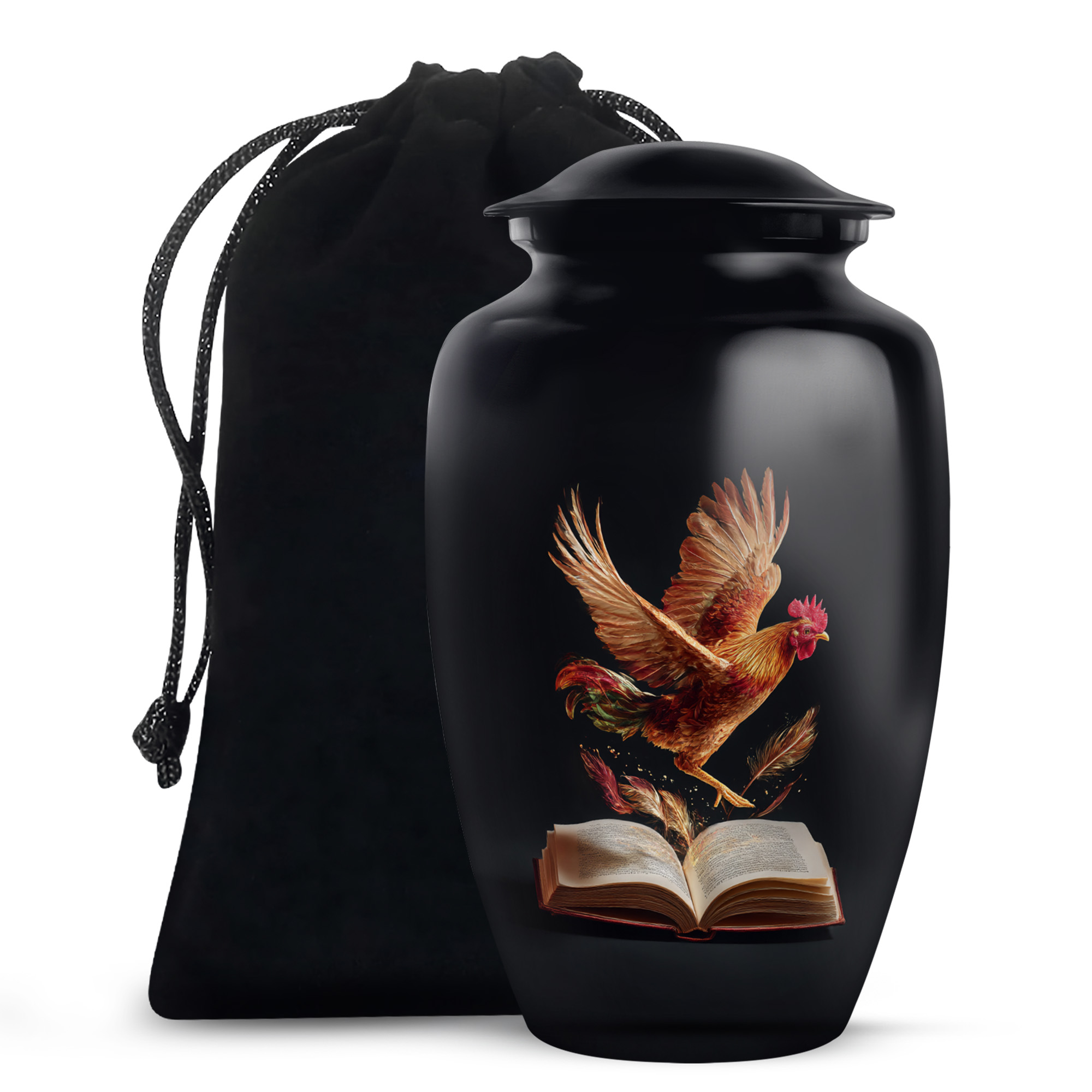 MUKTIVE Hen Urns for Human Ashes Adult Male & Female, Black Funeral ...