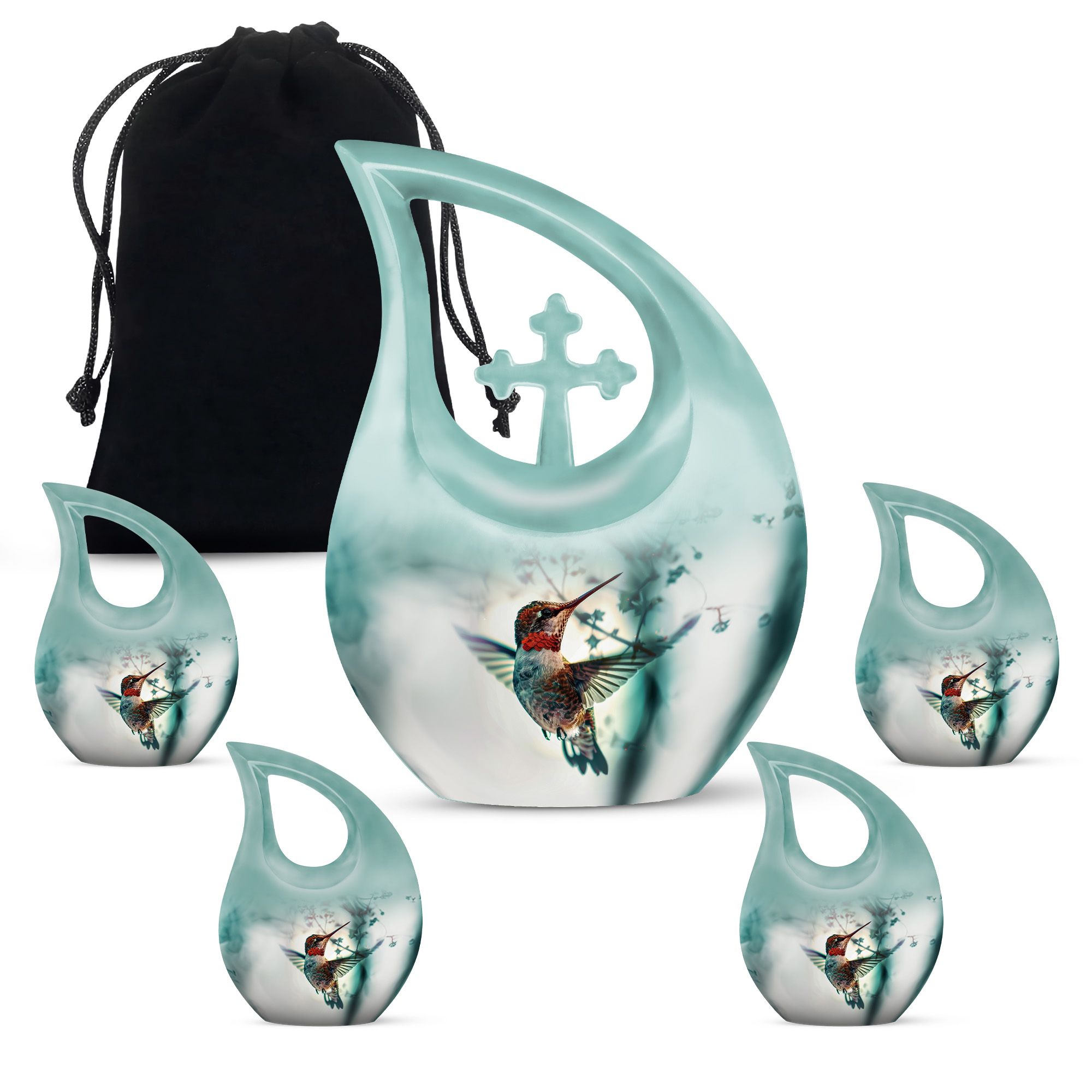 MUKTIVE Humming Bird Combo Sets Urn for Ashes Adult Male, Light Blue ...
