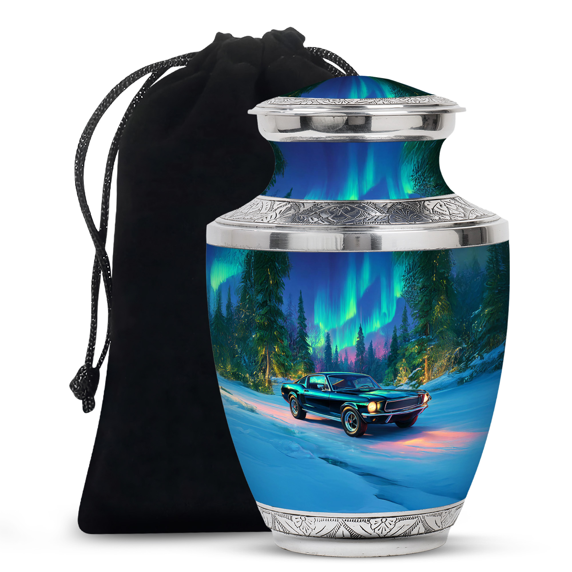 MUKTIVE Large Car Urn for Ashes Adult Male & Female 10 Inch, Northern ...
