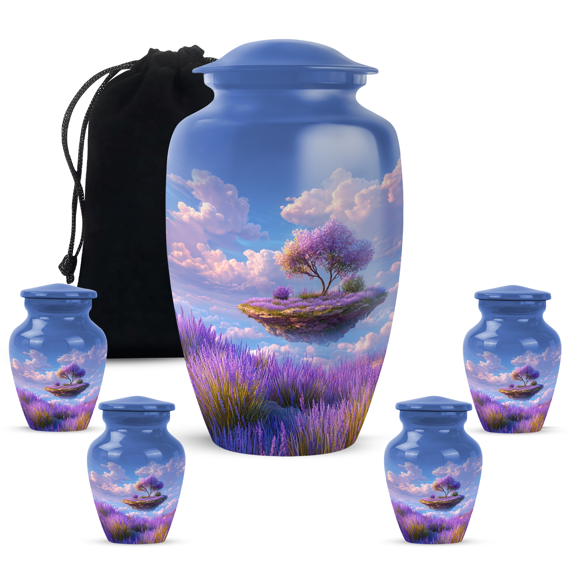 MUKTIVE Lavender Funeral Urn for Ashes for Male 1 Large 4 Keepsake, Sky ...