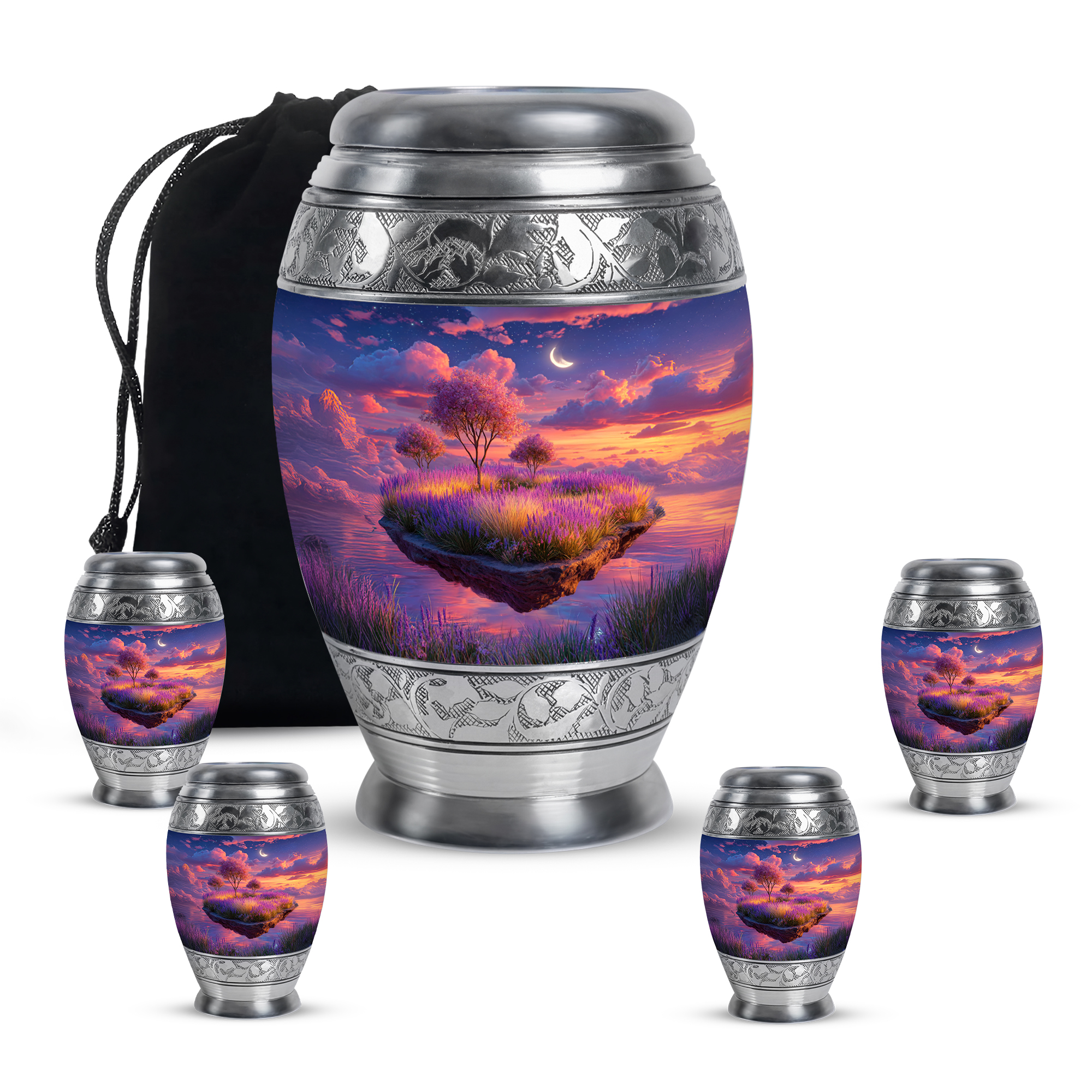 MUKTIVE Lavender Grass Burial Urns for Human Ashes Female, Large Purple ...