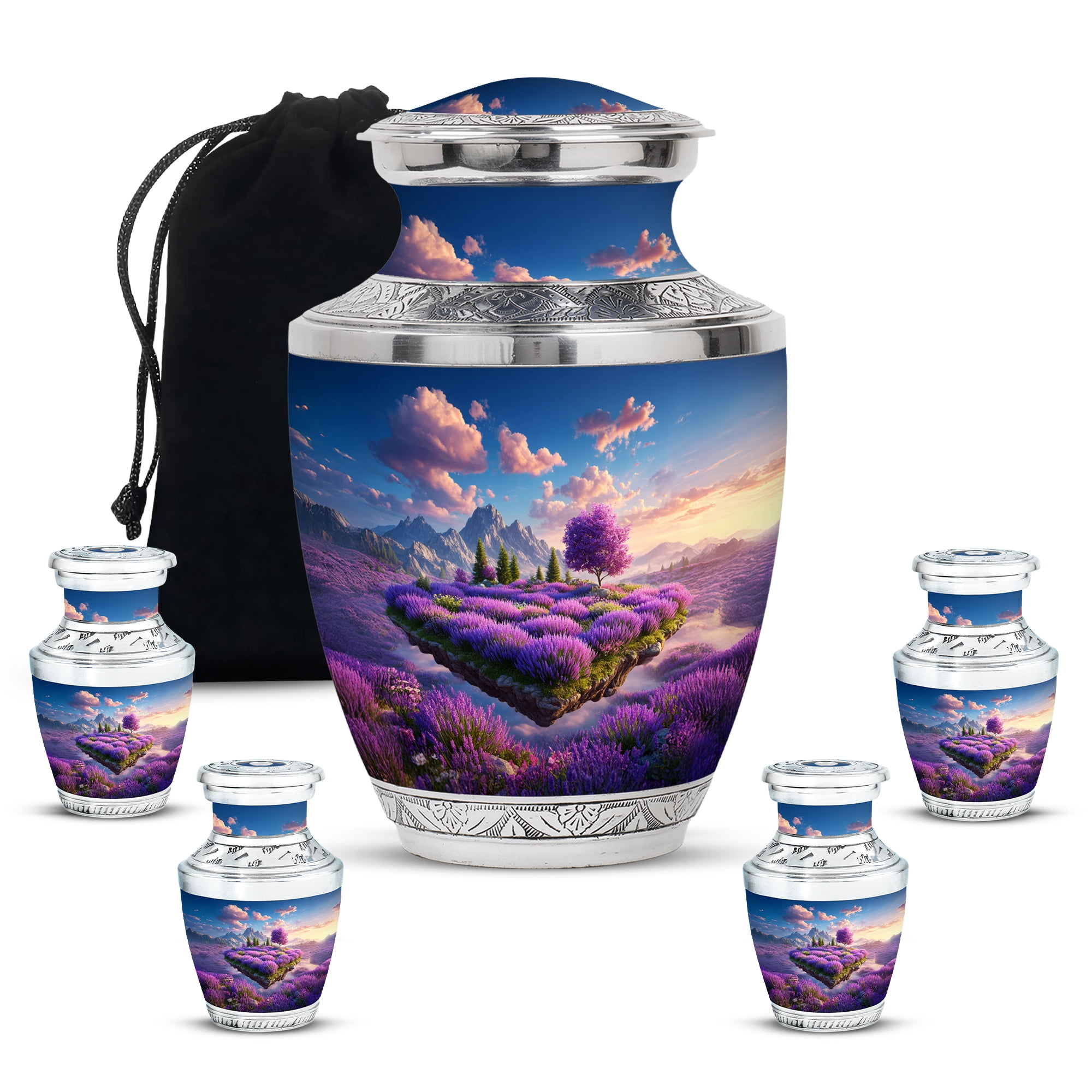 MUKTIVE Lavender Grass Memorial Urns for Human Adult Ashes, Large Blue ...