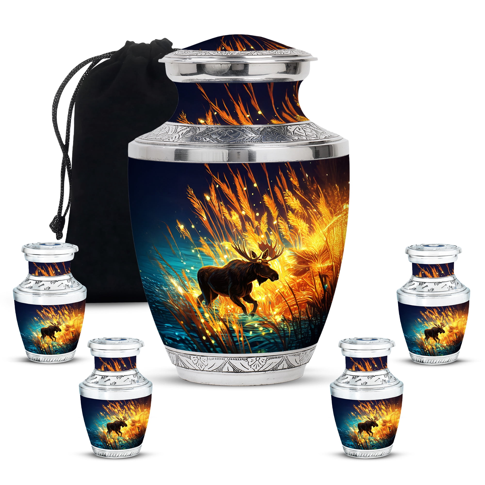 MUKTIVE Moose Memorial Urn for Human Ashes, Large Decorative Urns for ...