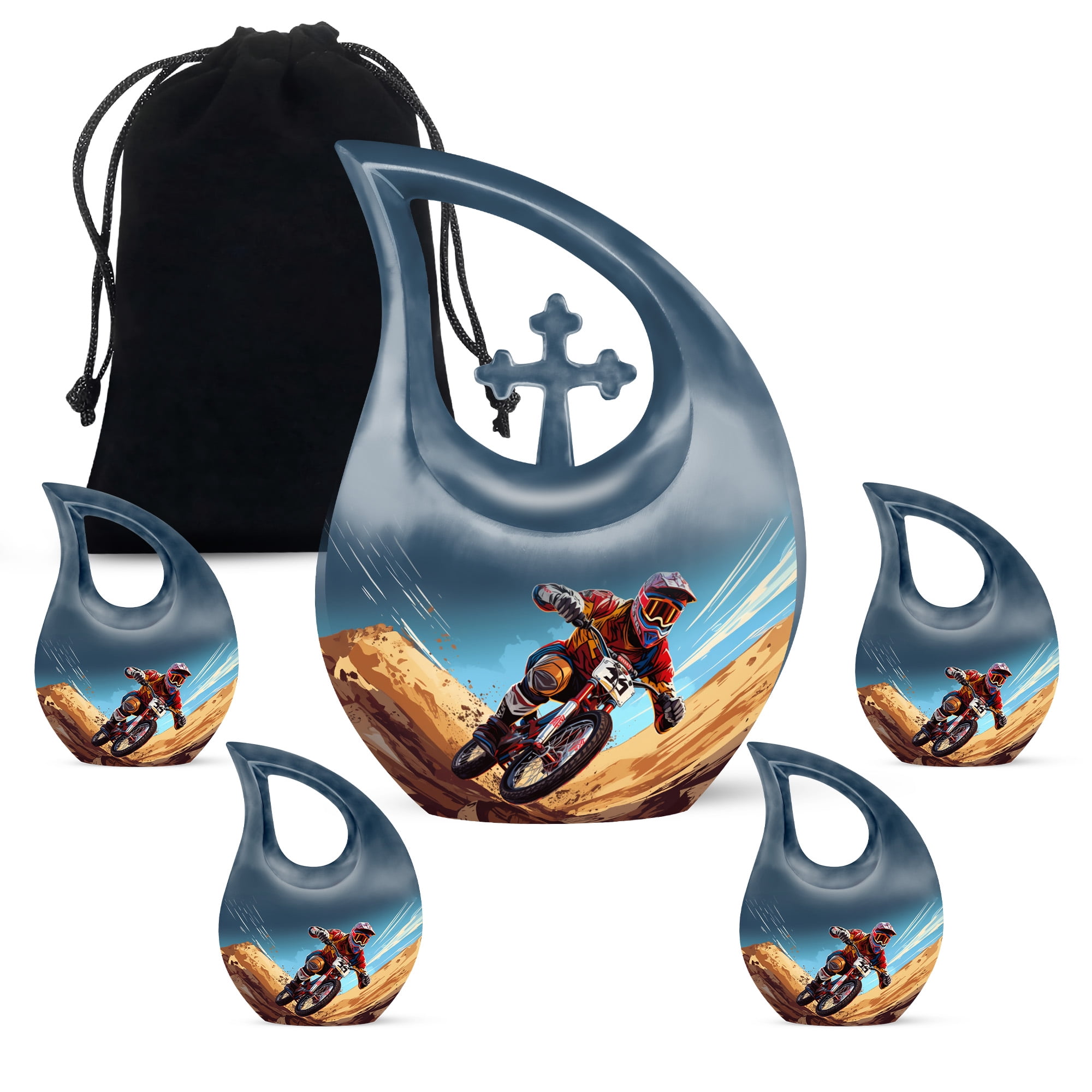 MUKTIVE Motorcycle Urns for Adult Male, Combo Sets Blue Funeral Urns ...