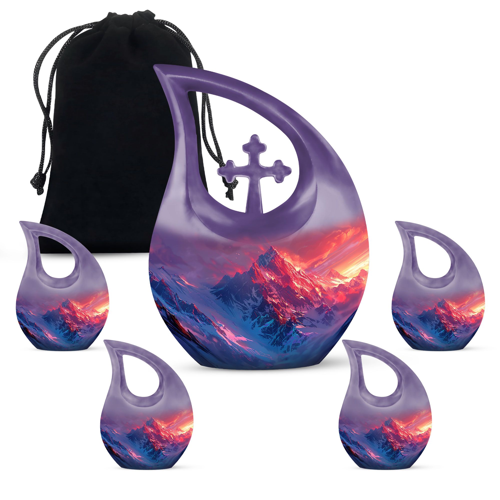 MUKTIVE Mountain Scene Cremation Urn for Adult Ashes, Tear Urns for ...