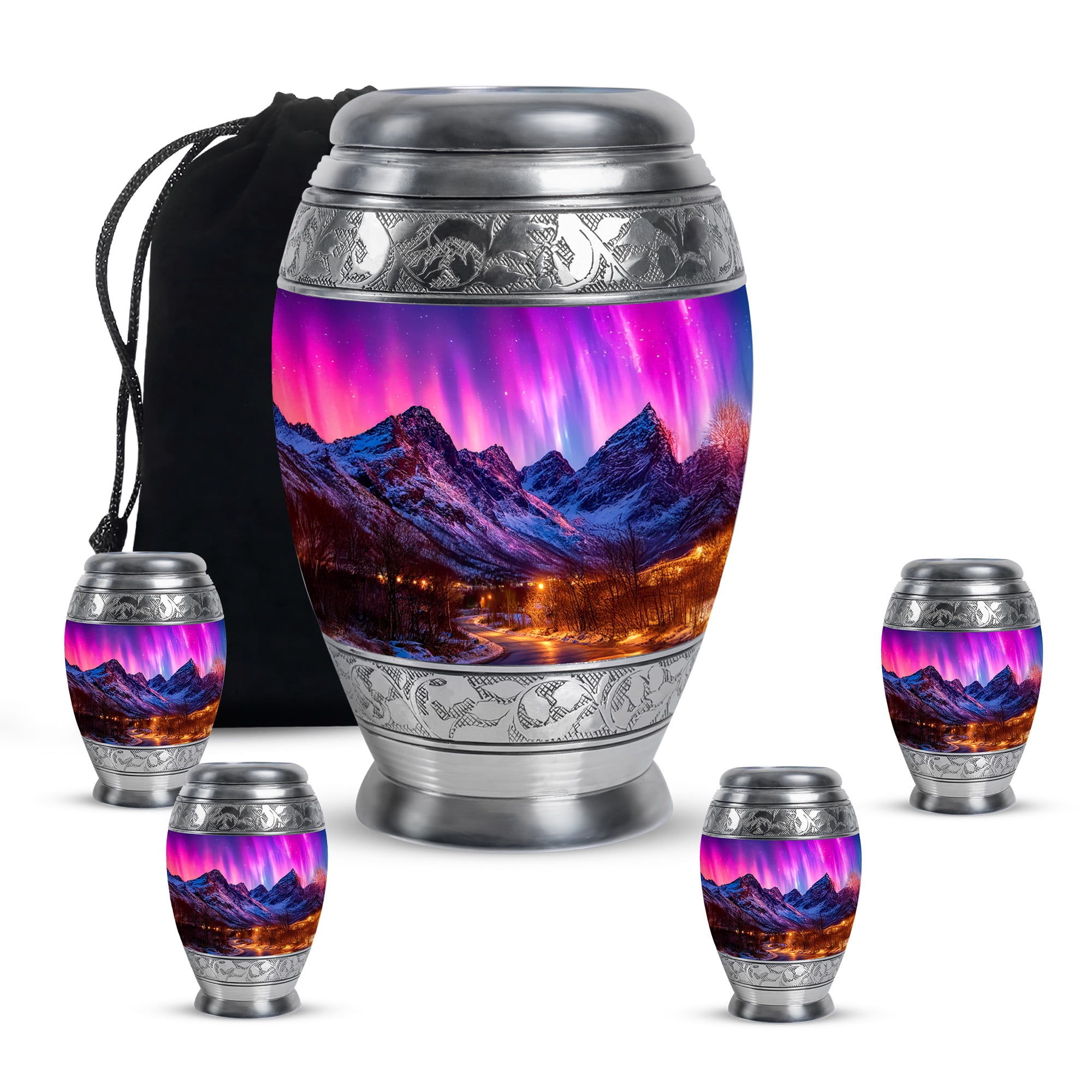 MUKTIVE Northern Lights Mom & Dad Cremation Urns for Adult Ashes, Set ...