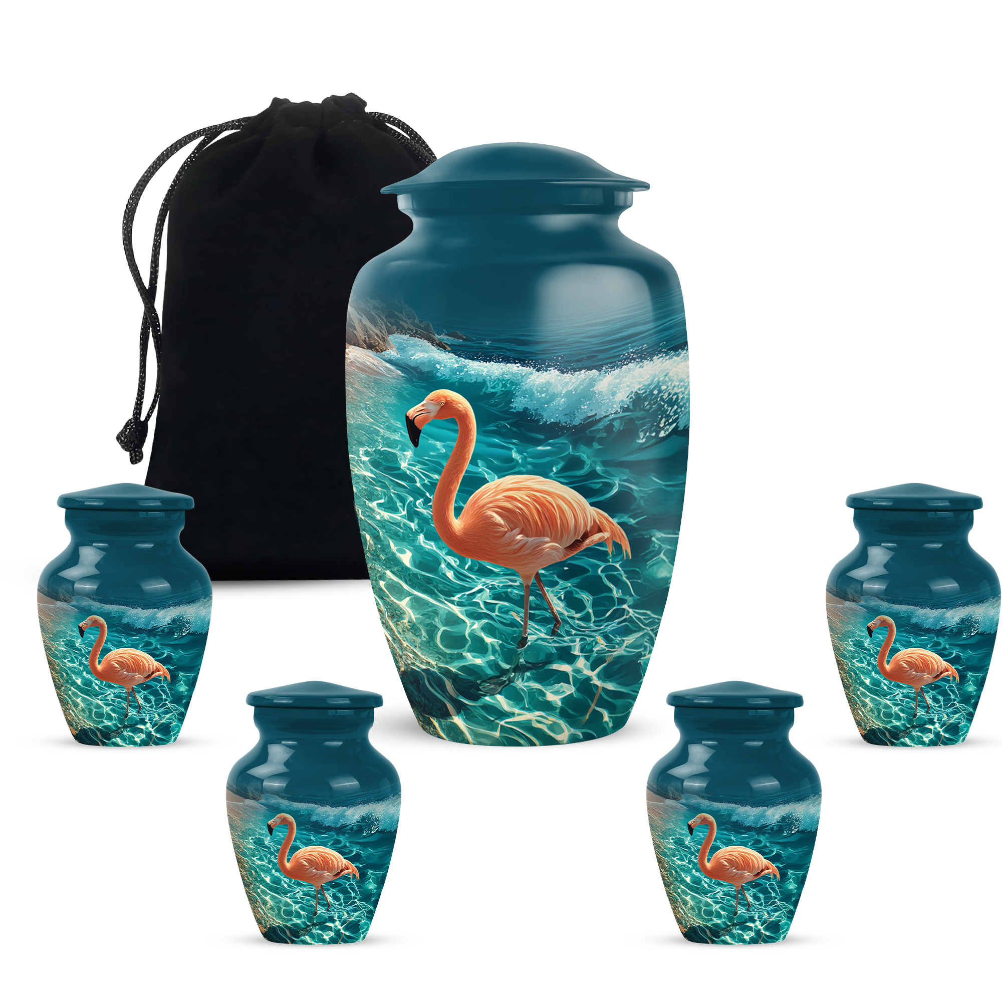 MUKTIVE Orange Flamingo Funeral Urn for Adult Ashes Women & Men, Ocean ...
