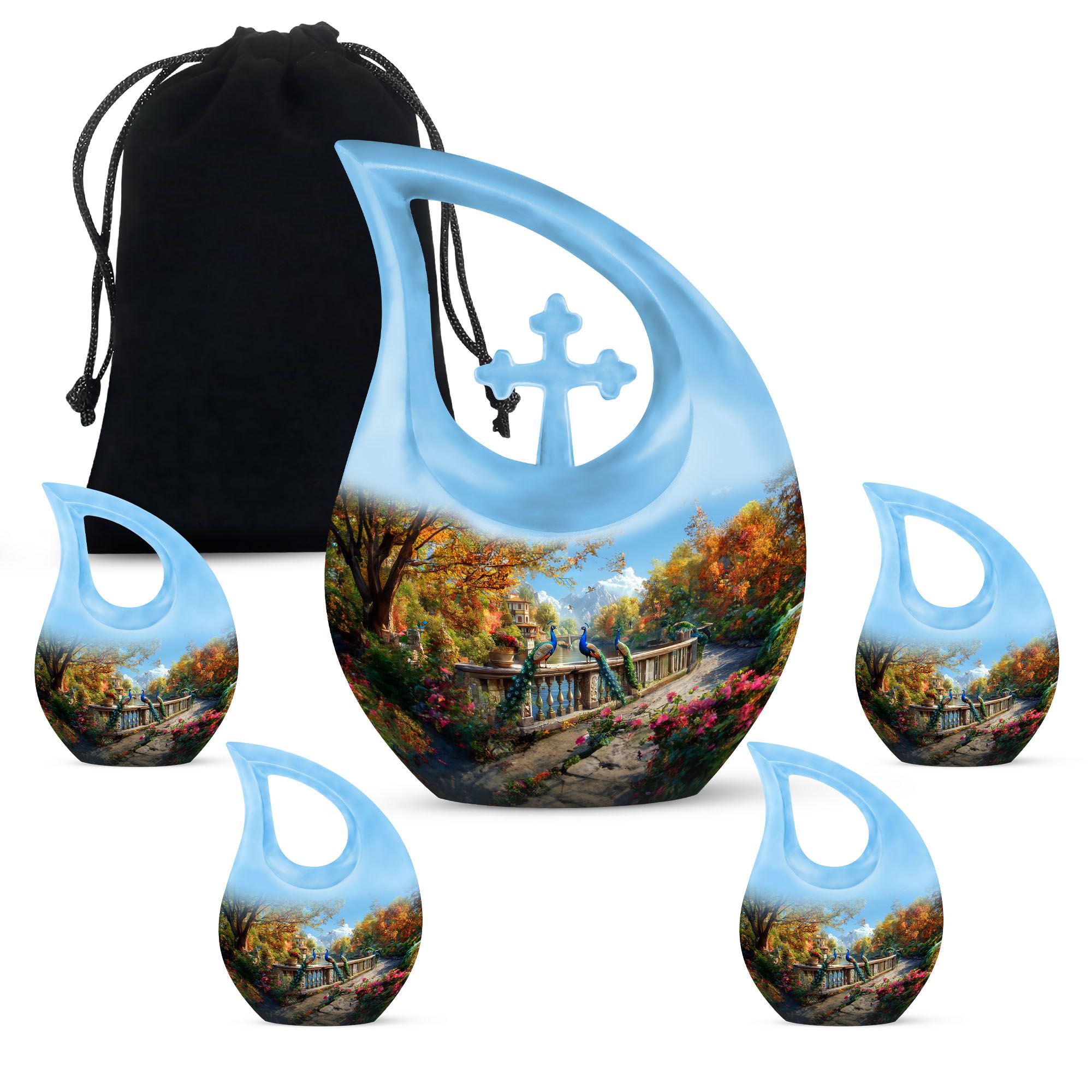 MUKTIVE Peacocks Combo Sets Funeral Urn for Ashes Adult Male & Female ...