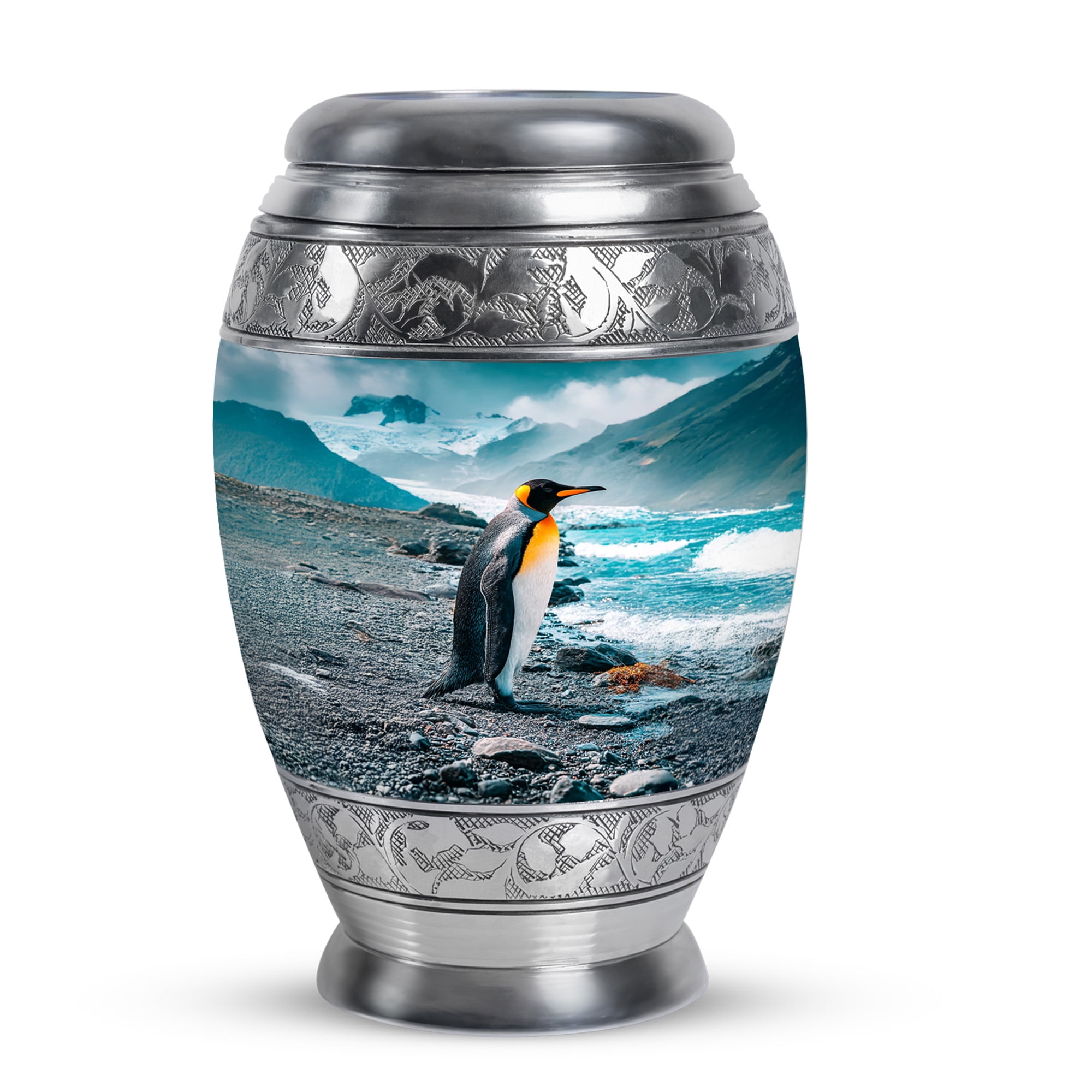 MUKTIVE Penguin Memorial Urn for Human Ashes Adult Female, Grey ...