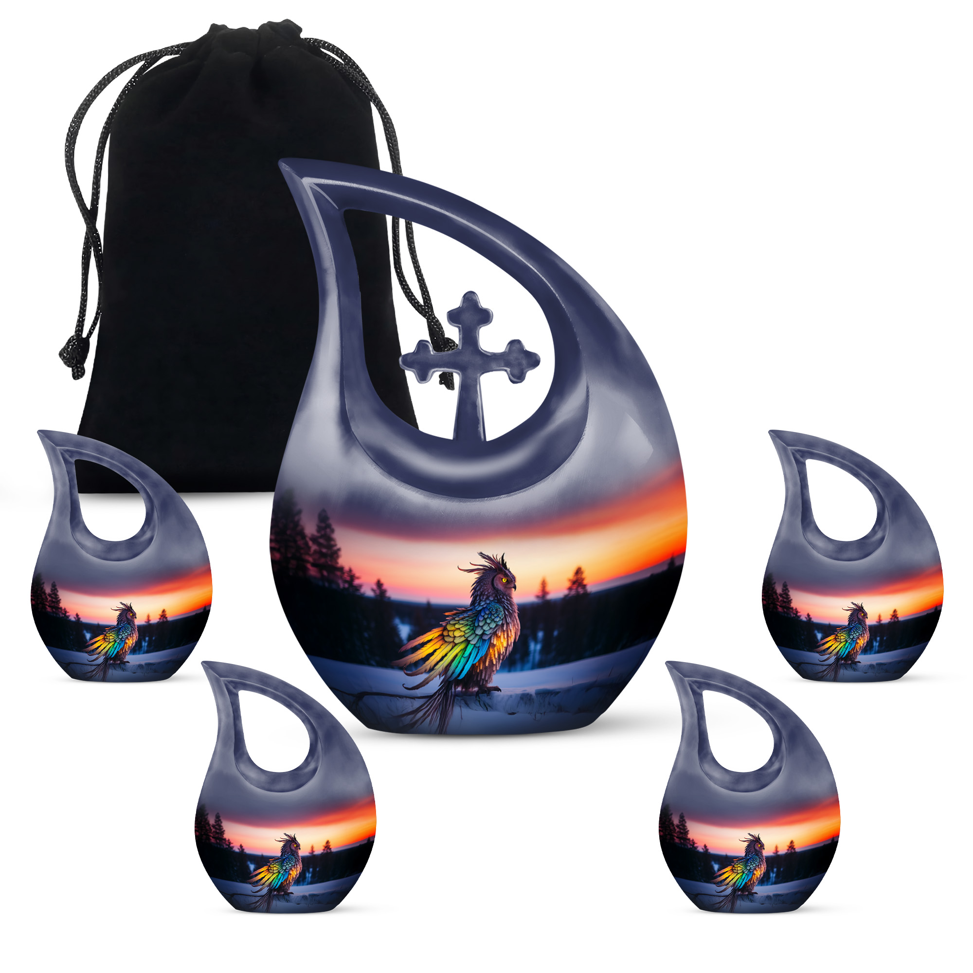 MUKTIVE Phoenix Bird Cremation Urns for Human Ashes, (1 Large 10 ", 4 ...