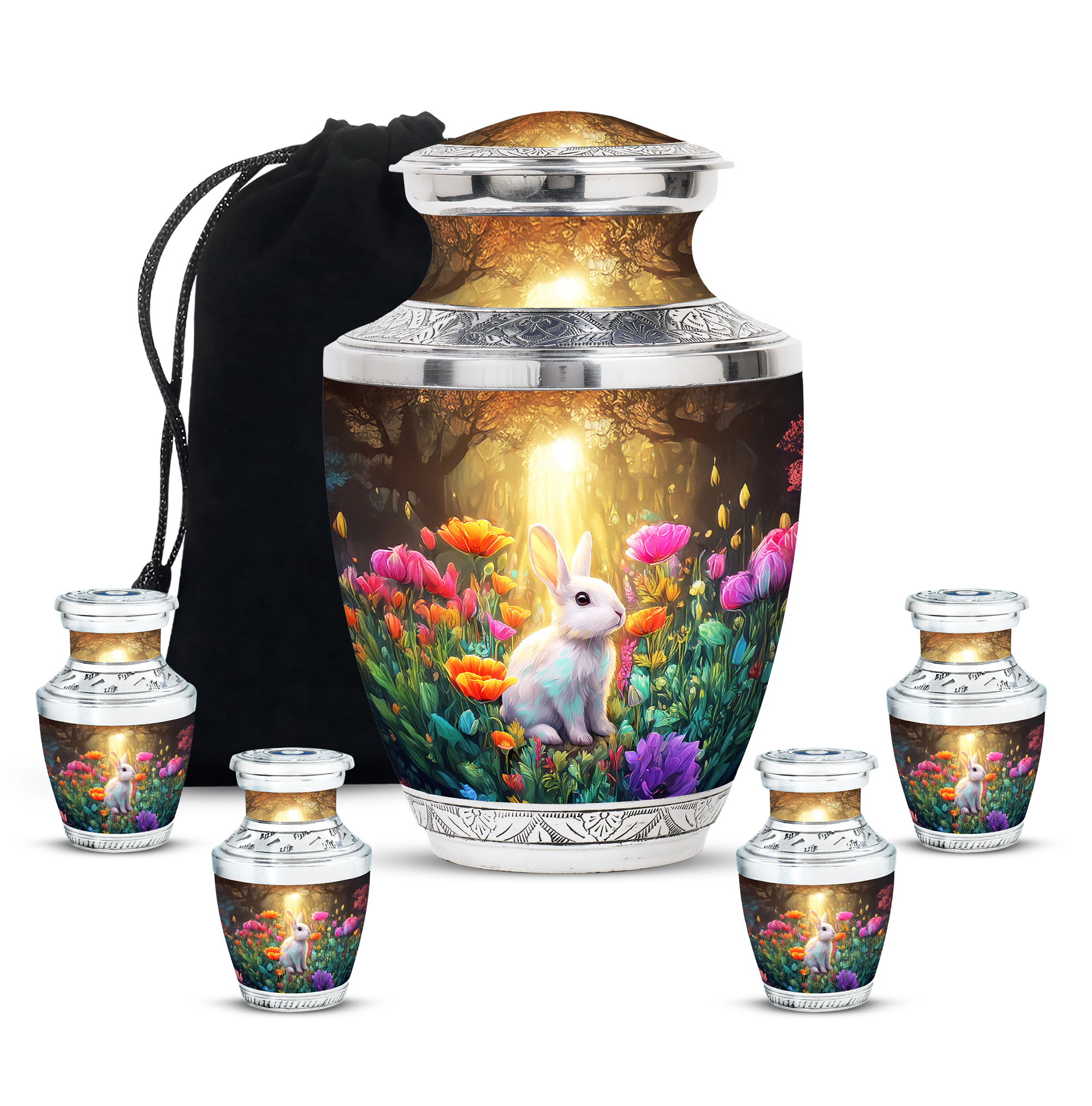 MUKTIVE Rabbit Cremation Urn for Human Ashes Adult Mom & Dad, Flowers ...