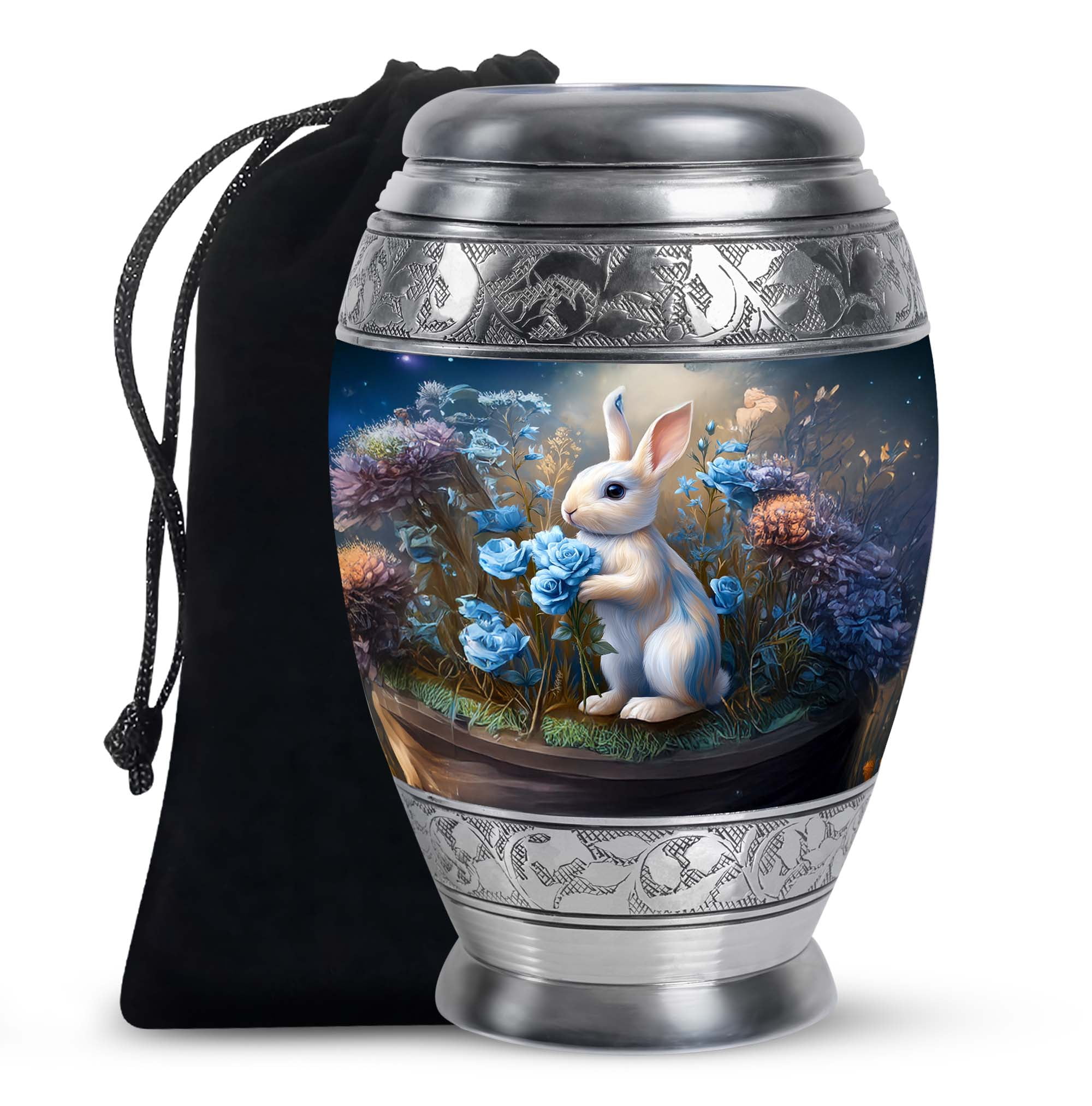 MUKTIVE Rabbit Funeral Large Urn for Ashes Adult Male & Female, Blue ...