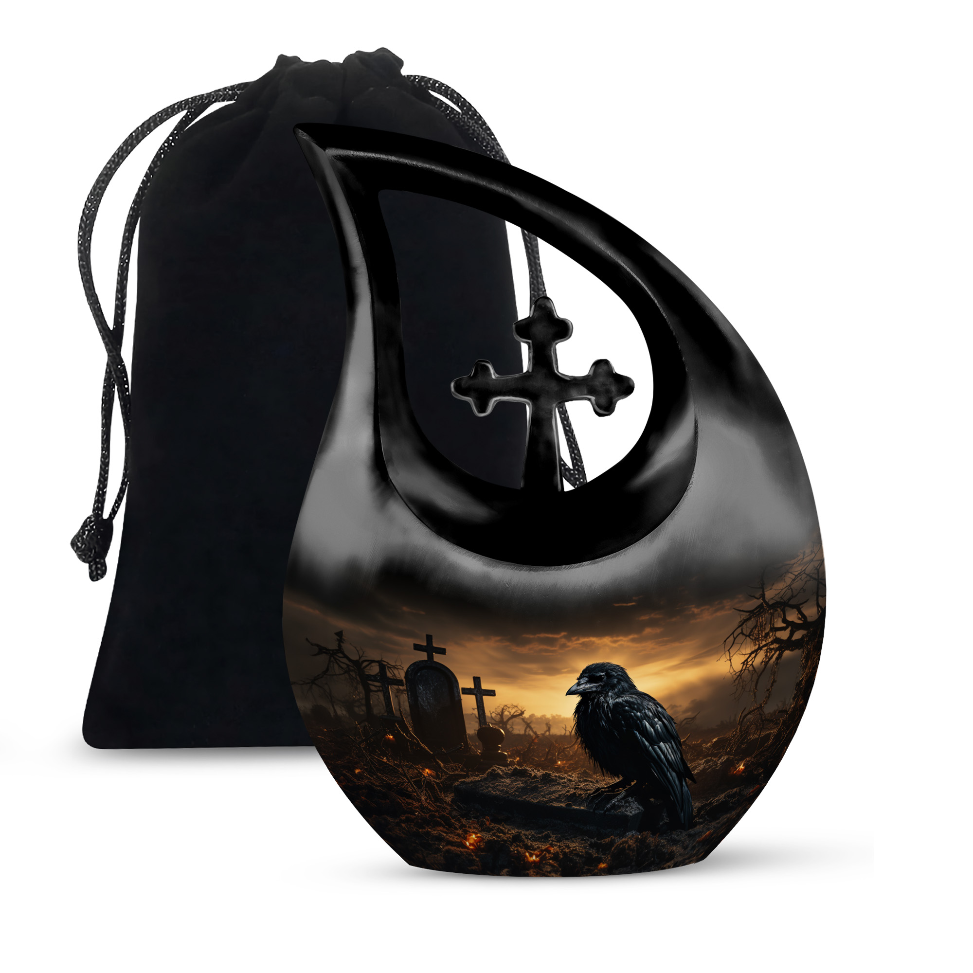 MUKTIVE Raven Cremation Burial Urns for Human Ash - 10 Inch Large Urn ...
