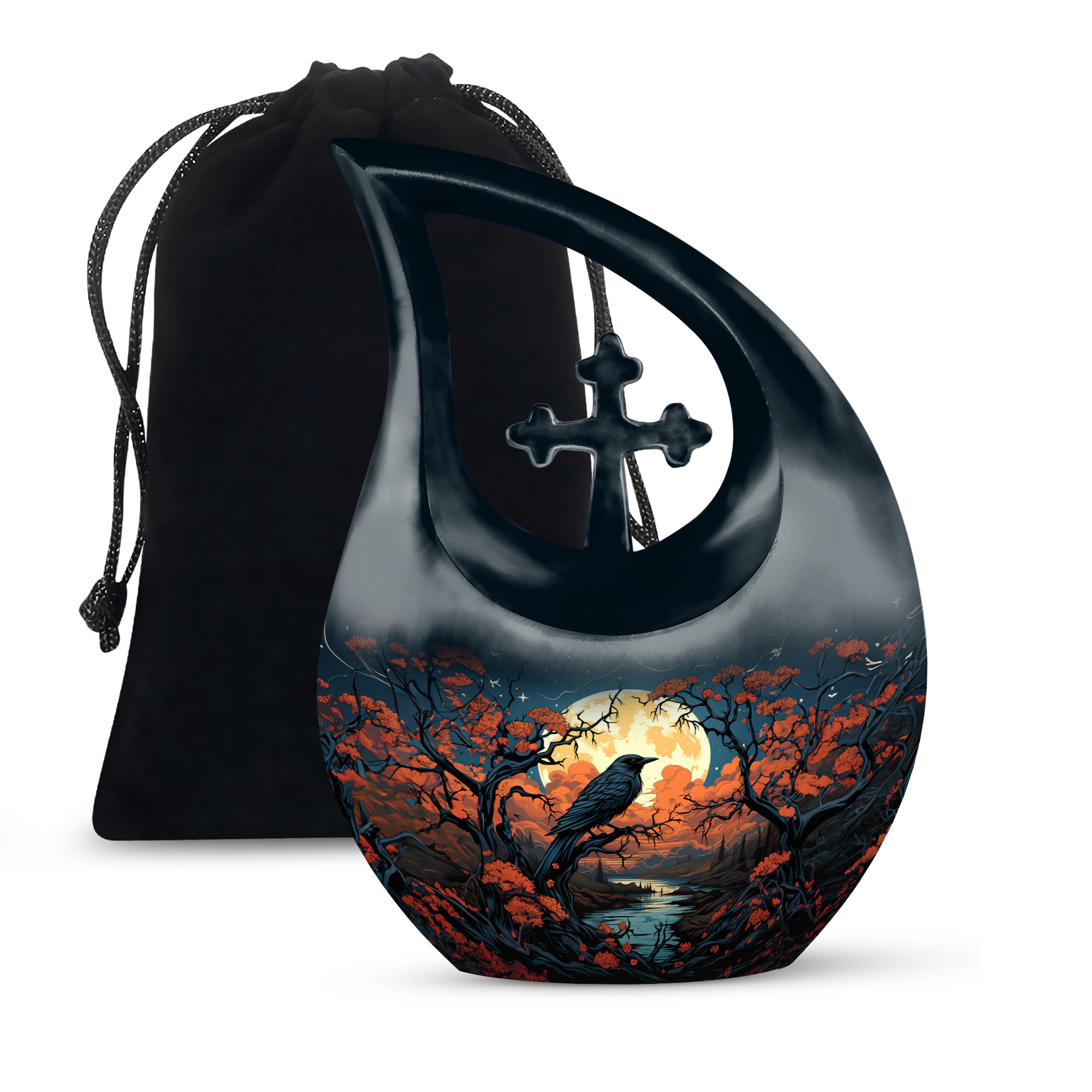 MUKTIVE Raven Memorial Urns for Human Ashes Adult Man - Large Funeral ...