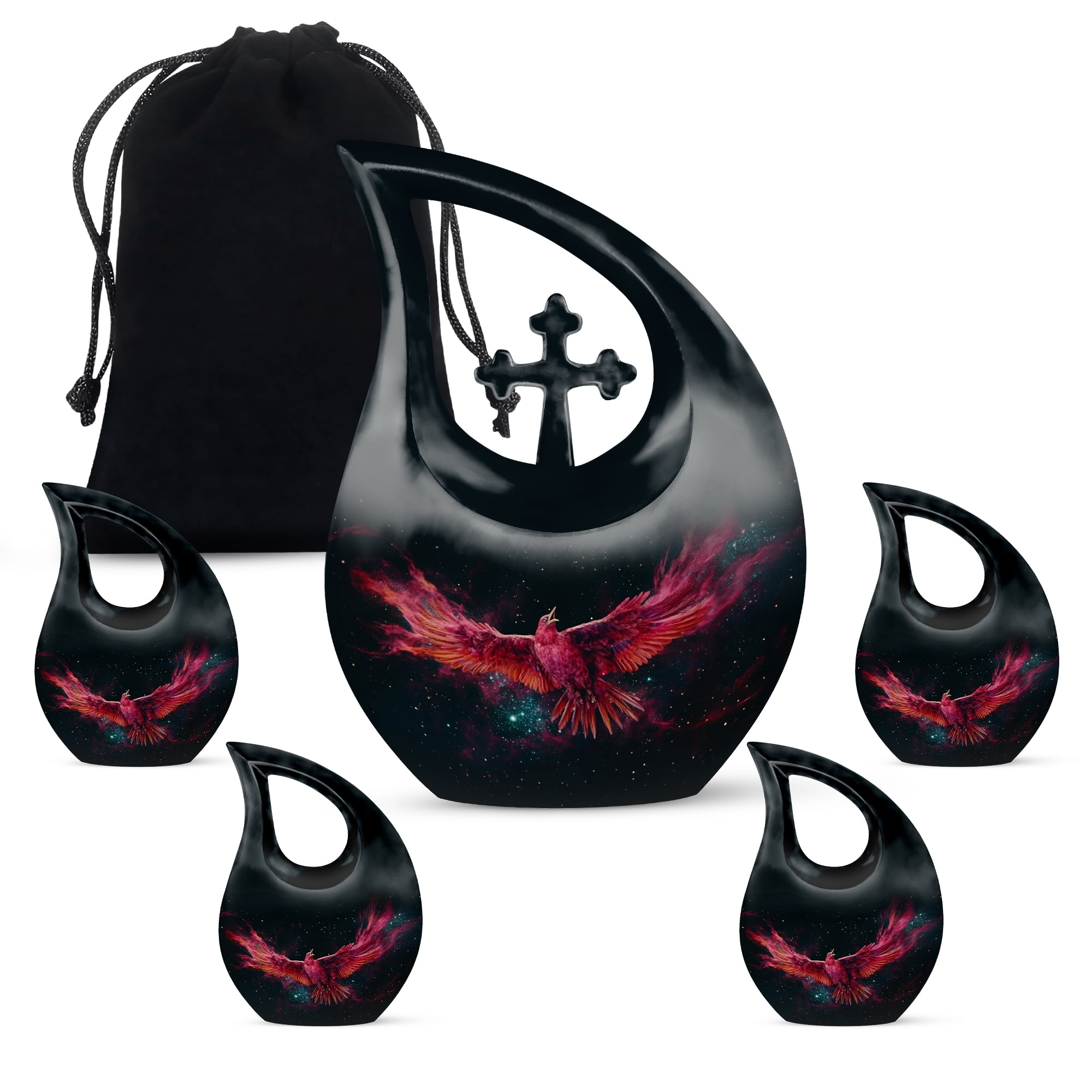 MUKTIVE Red Phoenix Urns for Adult Ashes Men & Women, Cremation Urn for ...