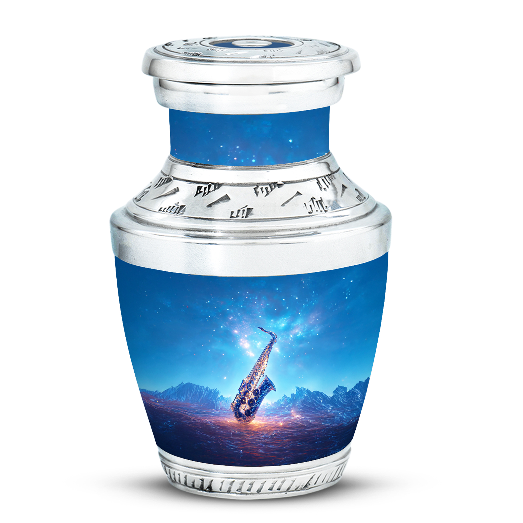 MUKTIVE Saxophone Blue Urn for Ashes for Women and Men, Stary Galaxy ...