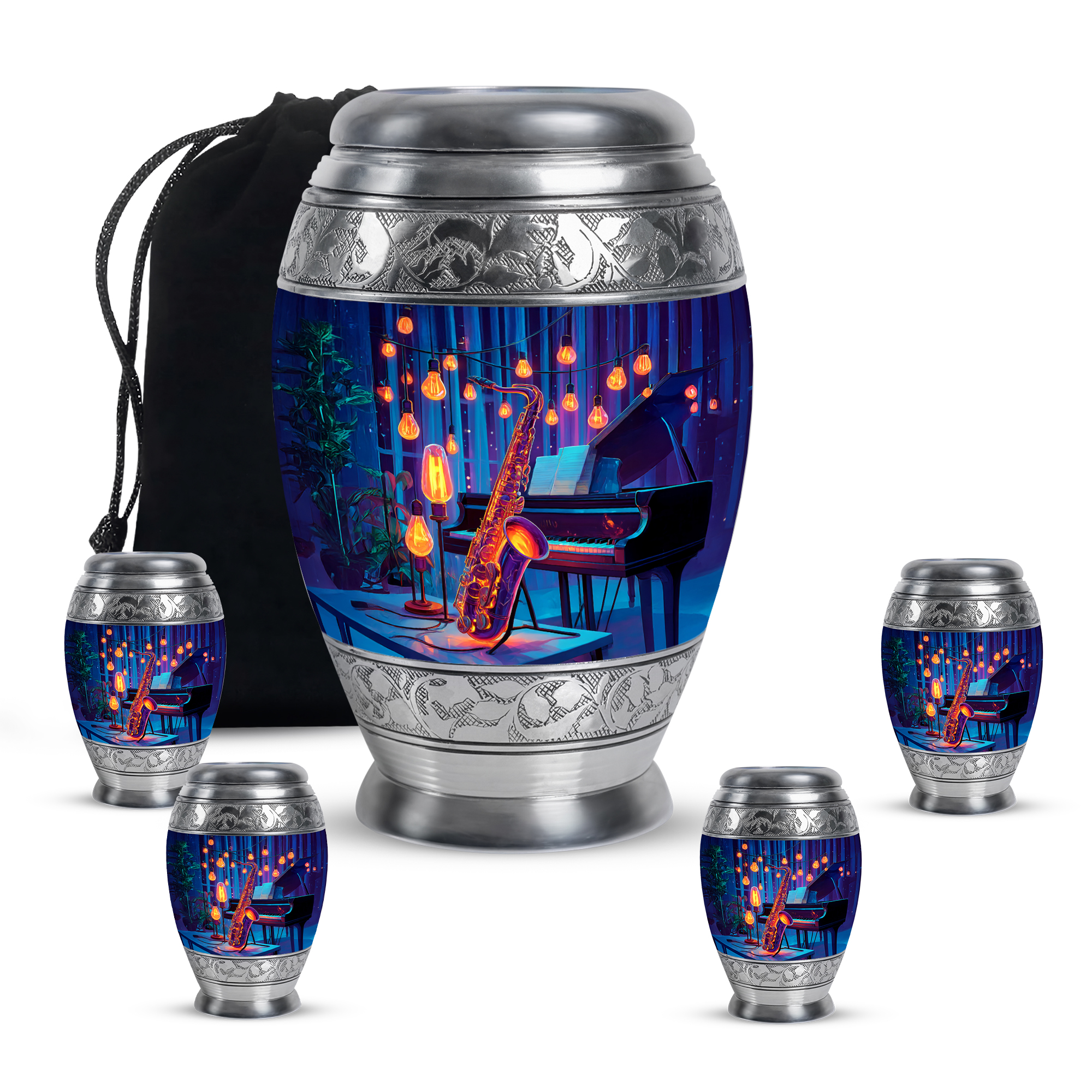 MUKTIVE Saxophone Burial Urns for Adult Male, Large Blue Memorial Urn ...