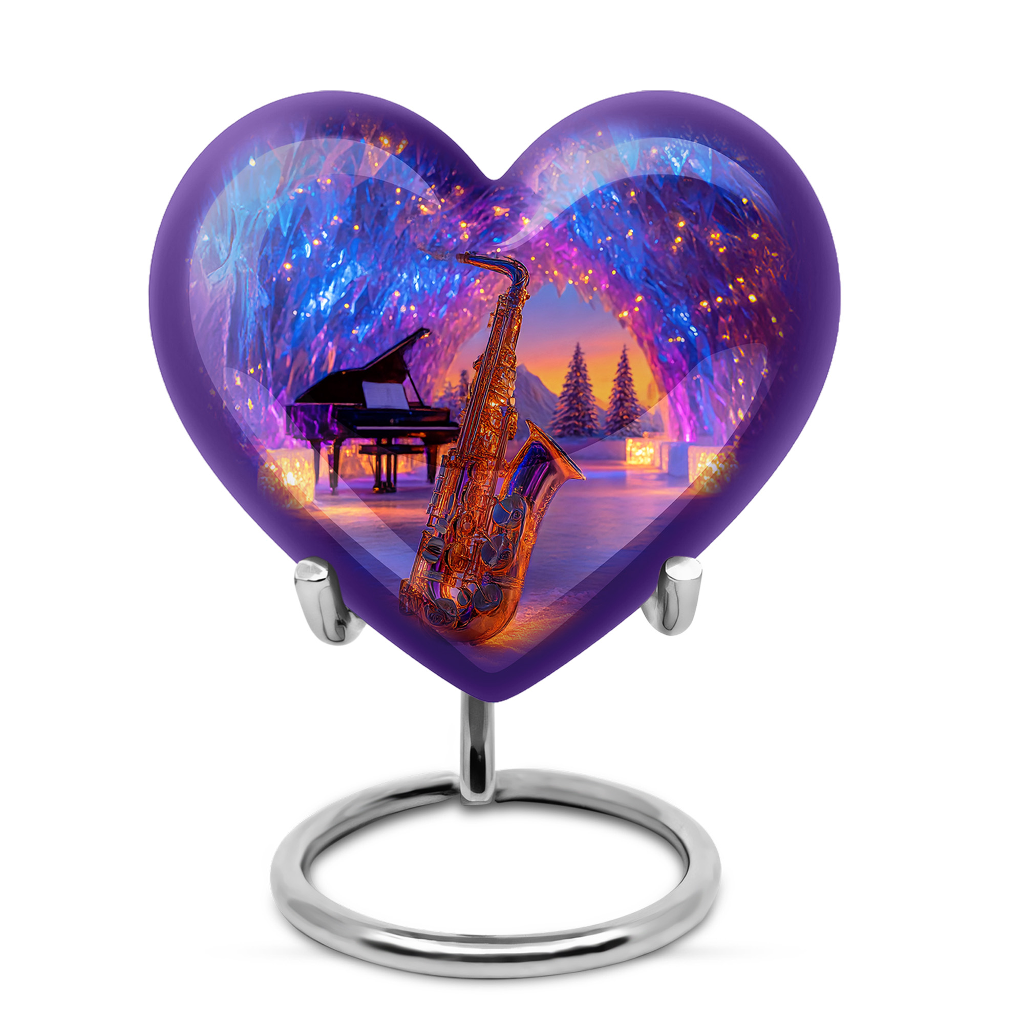 MUKTIVE Saxophone Funeral Urns for Ashes, Keepsake Blue Memorial Urn ...