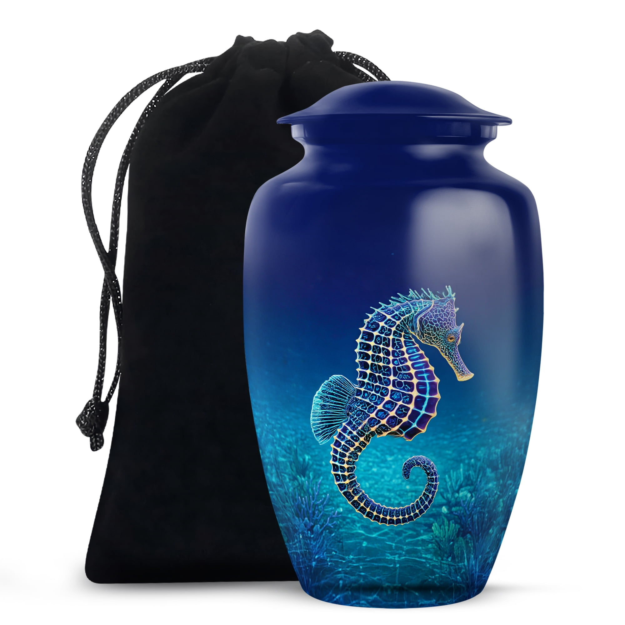 MUKTIVE Sea Horse Burial Urn for Human Ashes, Blue Cremation Urns for ...