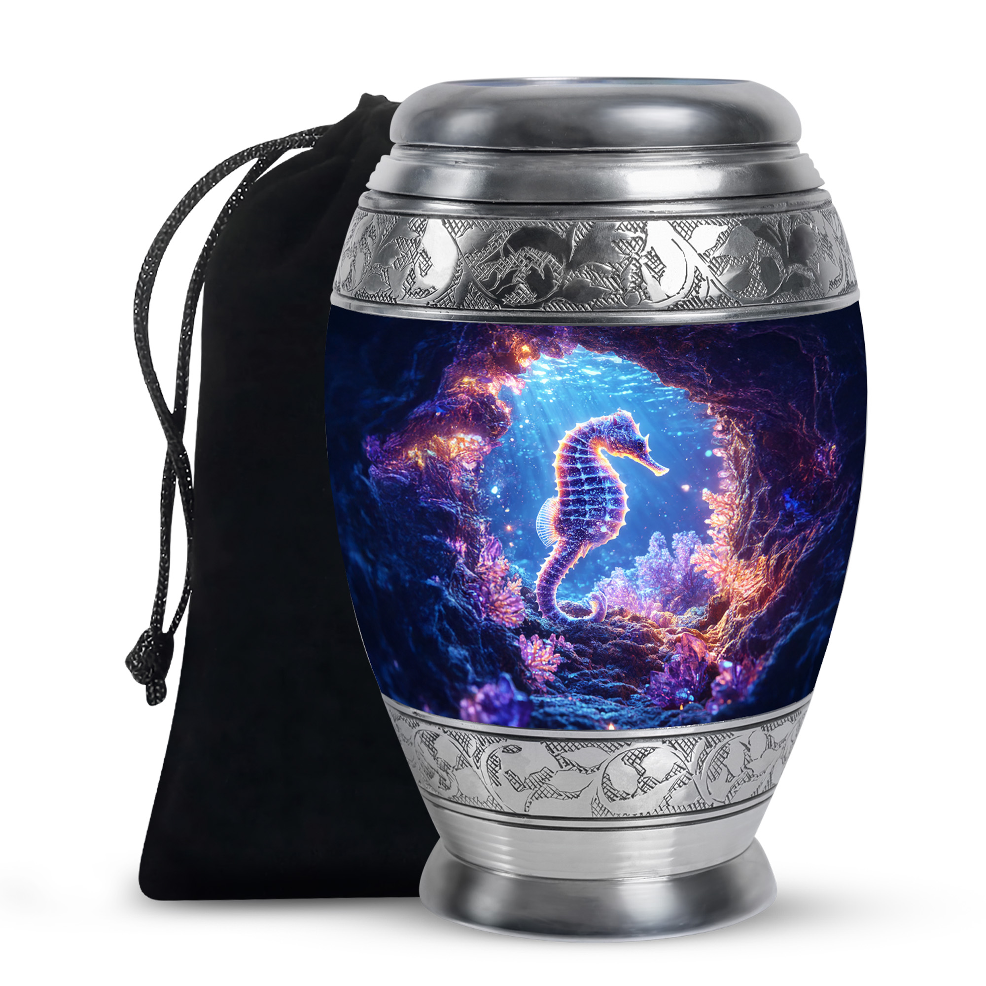 MUKTIVE Sea Horse Cremation Urn for Father Ashes, Large Decorative Blue ...