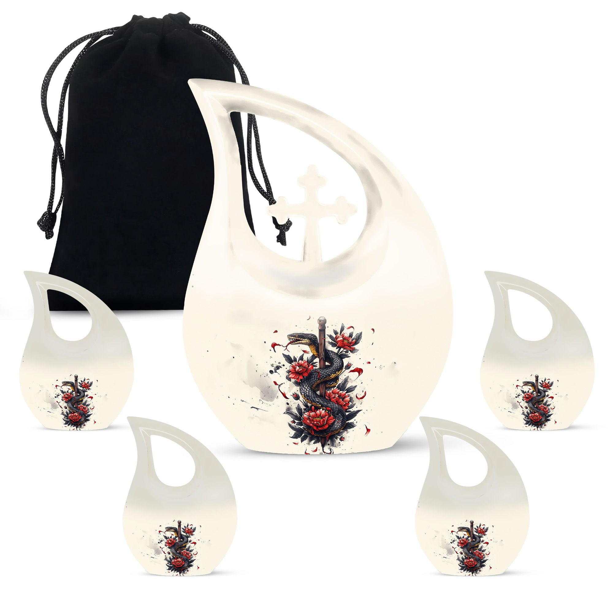 MUKTIVE Snake & Roses Combo Sets Urns for Funeral Ashes for Women & Men ...