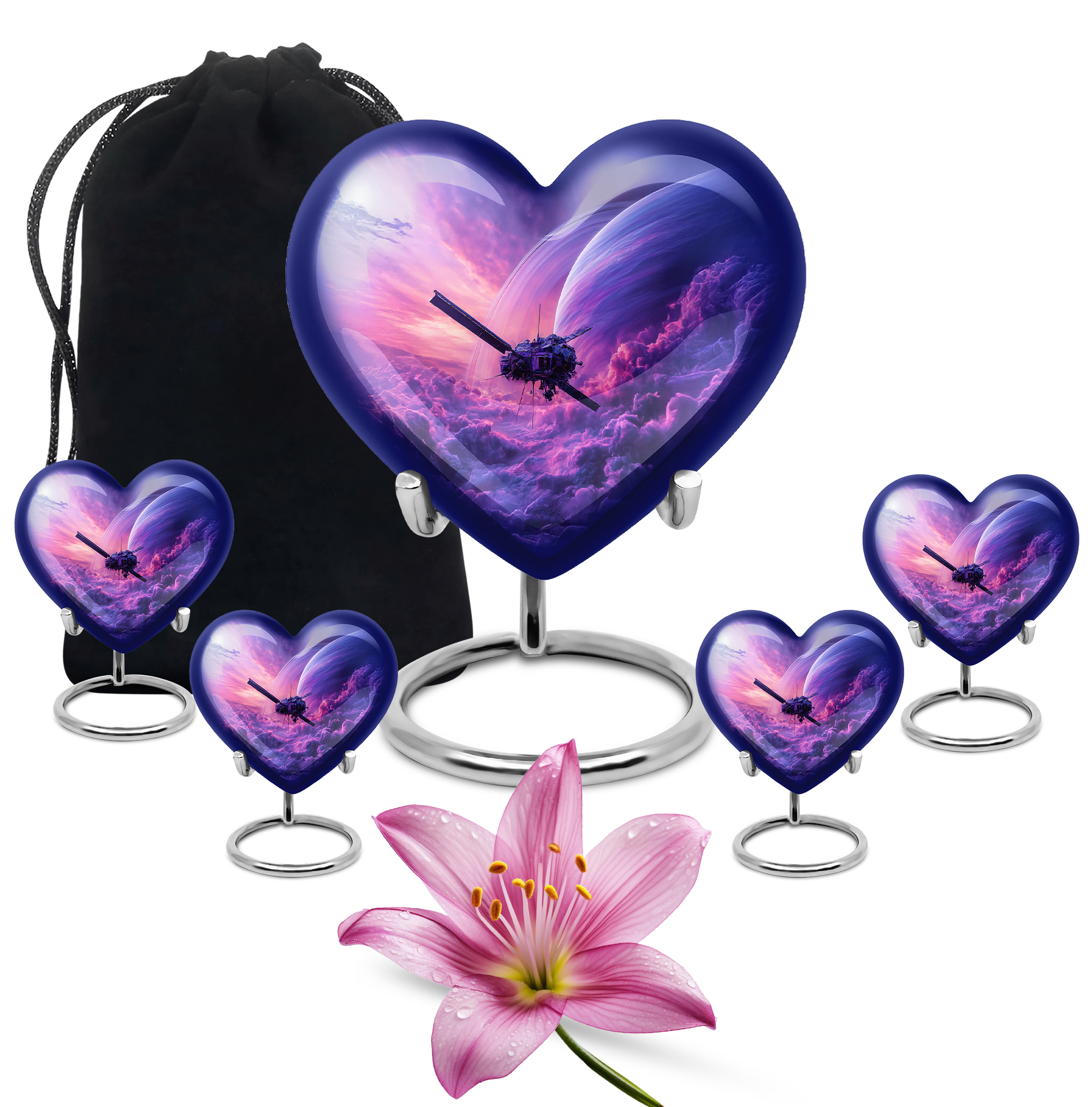 MUKTIVE Spaceship Cremation Urn for Human Ashes - Purple Heart ...