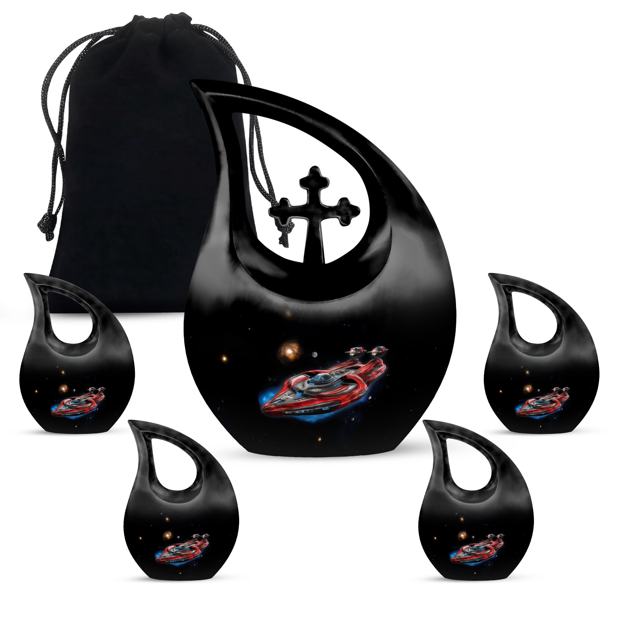 MUKTIVE Spaceship Memorial Cremation Urns for Adult Ashes Grandfather ...