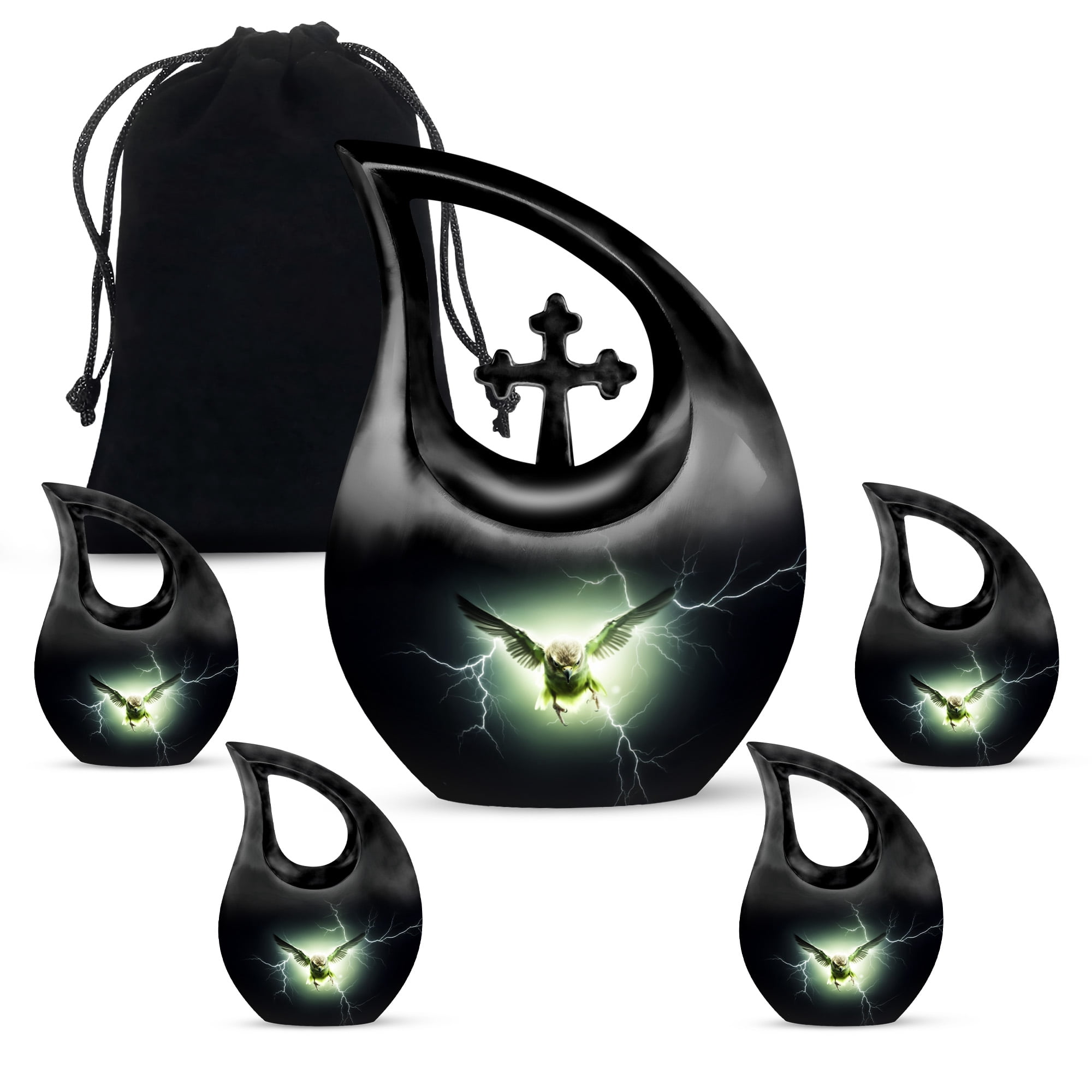 MUKTIVE Sparrow Combo Sets Urn for Human Ashes for Women & Men, Black ...