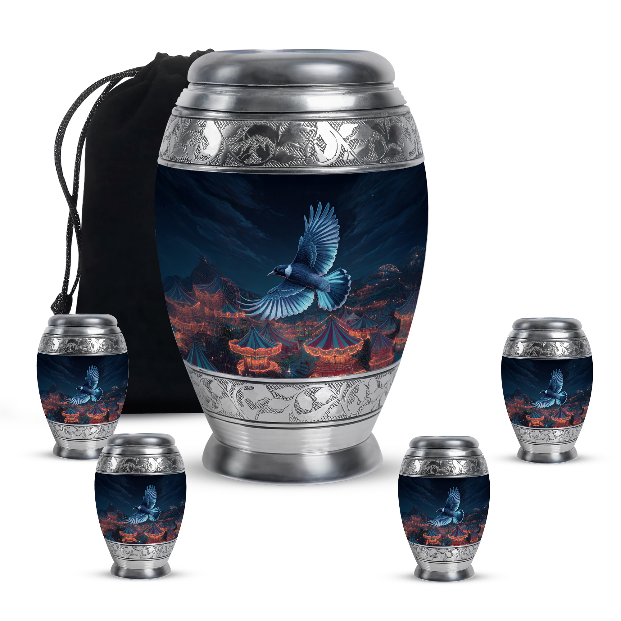 MUKTIVE Sparrow Memorial Urns for Human Ashes, 3 Inch Keepsake Blue ...