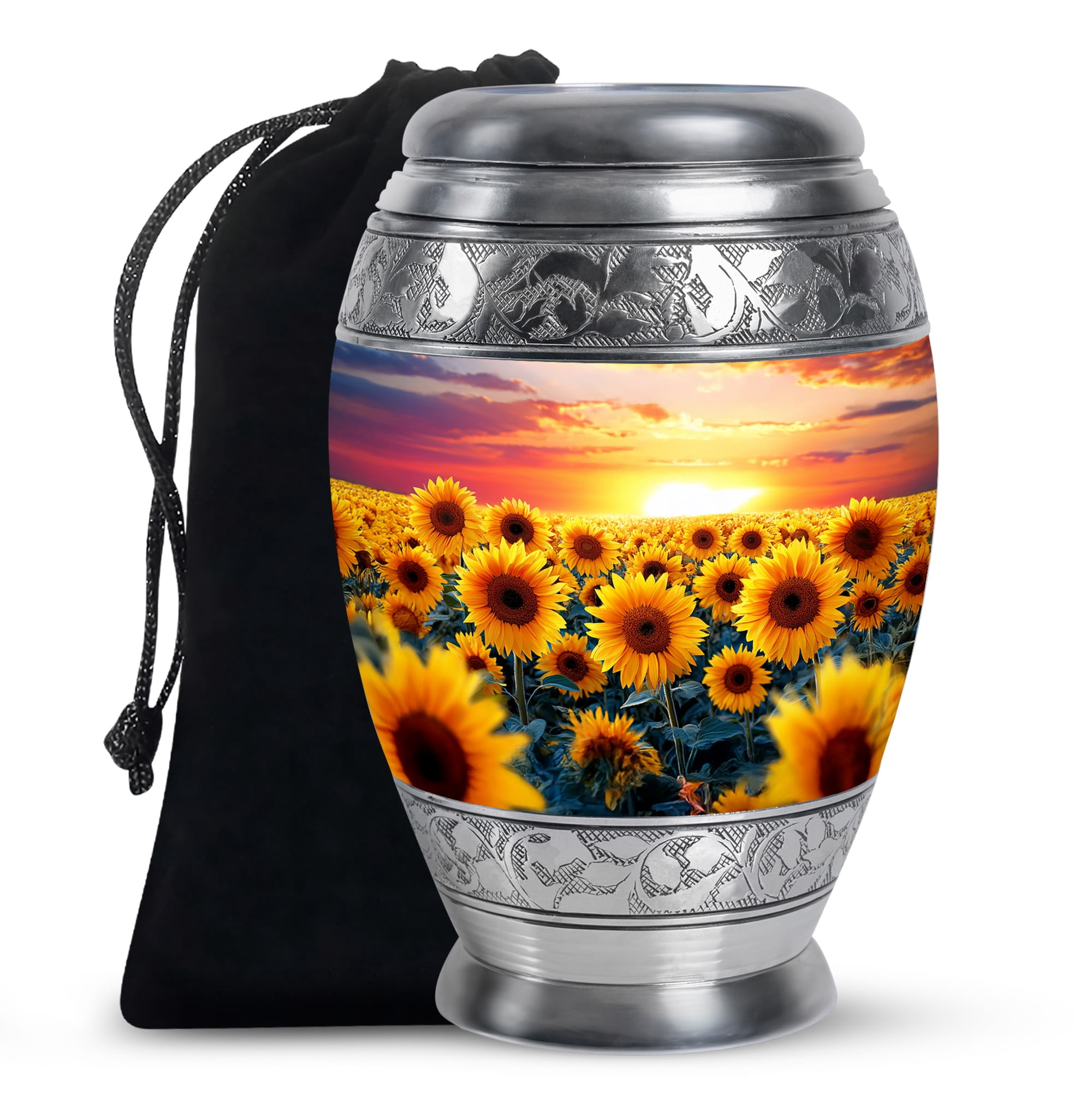 MUKTIVE Sunflower Memorial Urns for Adult Male, Orange Funeral Urns for ...