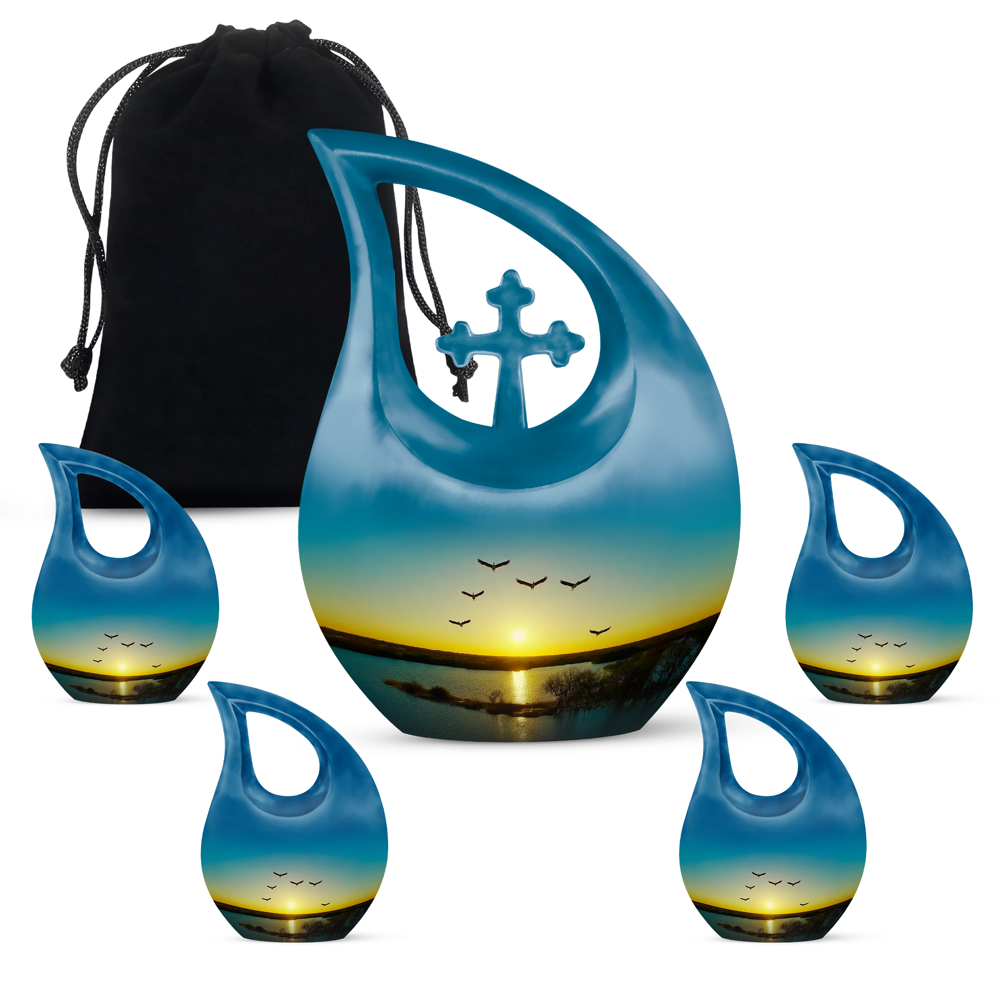 MUKTIVE Sunset Keepsake Cremation Urn for Ashes for Women, Blue ...