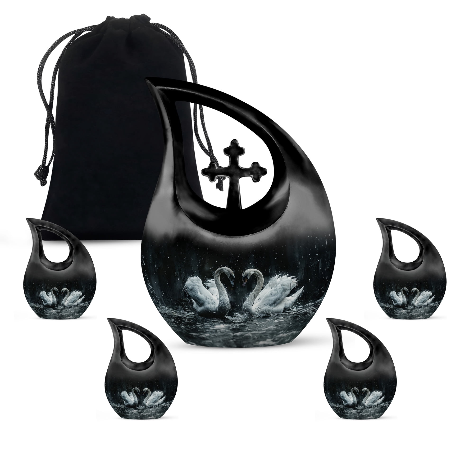 MUKTIVE Swan Combo Sets Cremation Urn for Ashes for Women, Funeral Urns ...