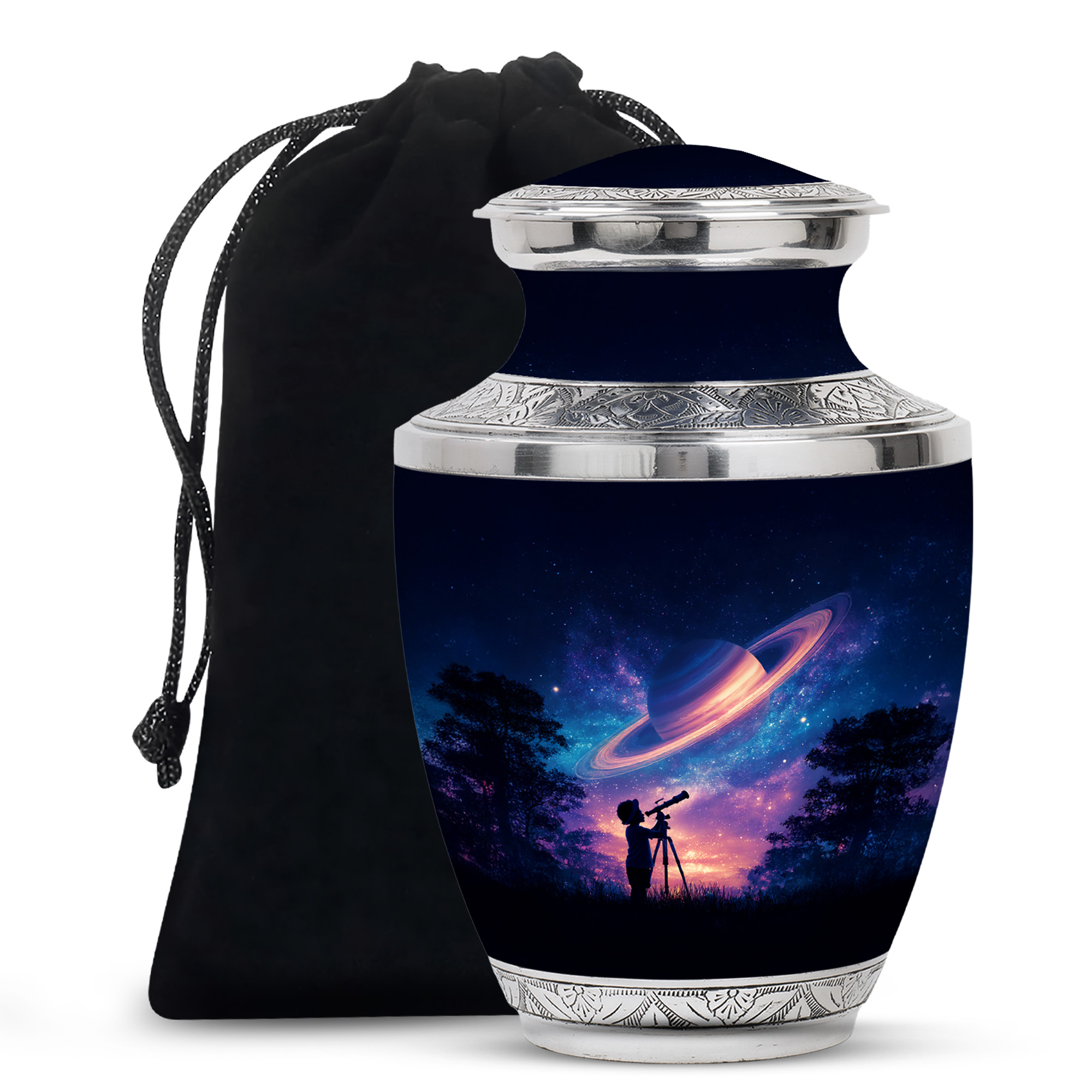 MUKTIVE Telescope Large Funeral Urn for Ashes Male, Memorial Blue Urns ...
