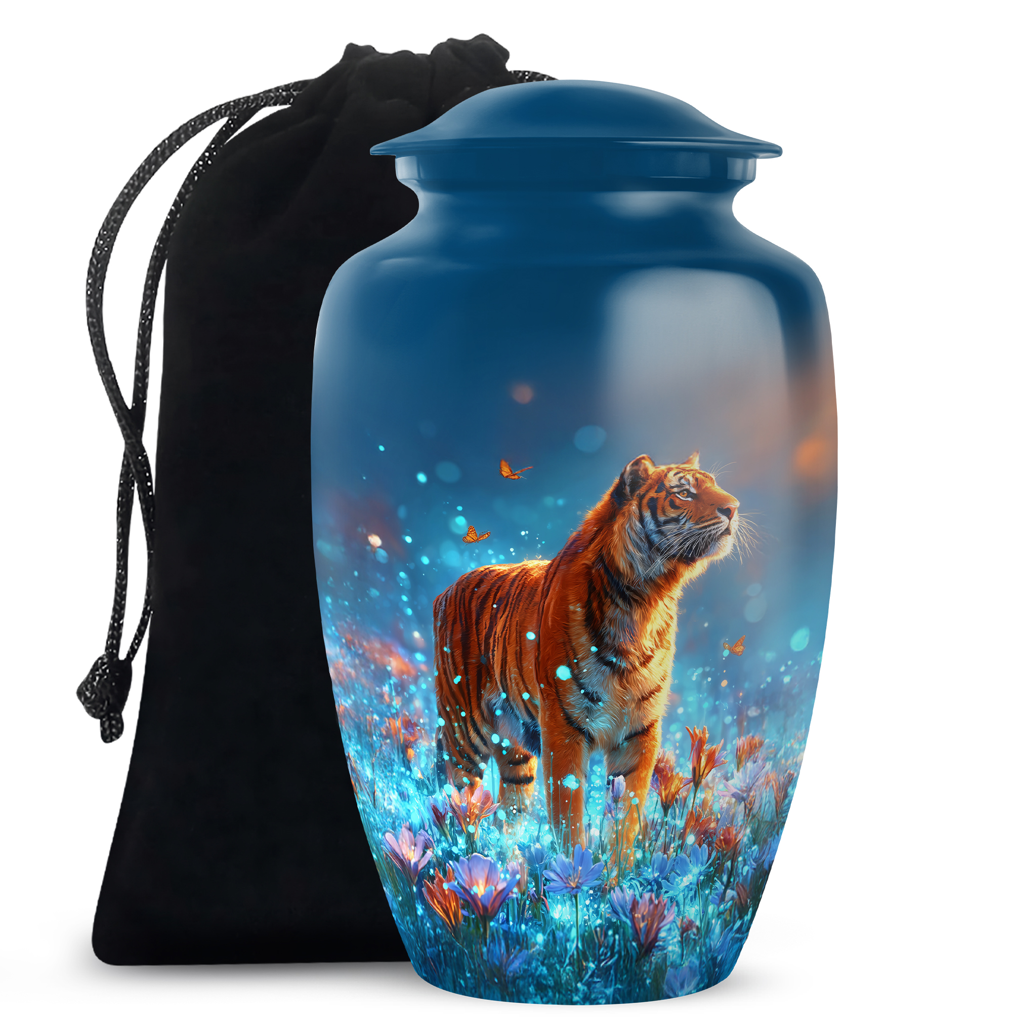 MUKTIVE Tiger Decorative Urn for Adult Ashes Mom & Dad, Memorial Blue ...