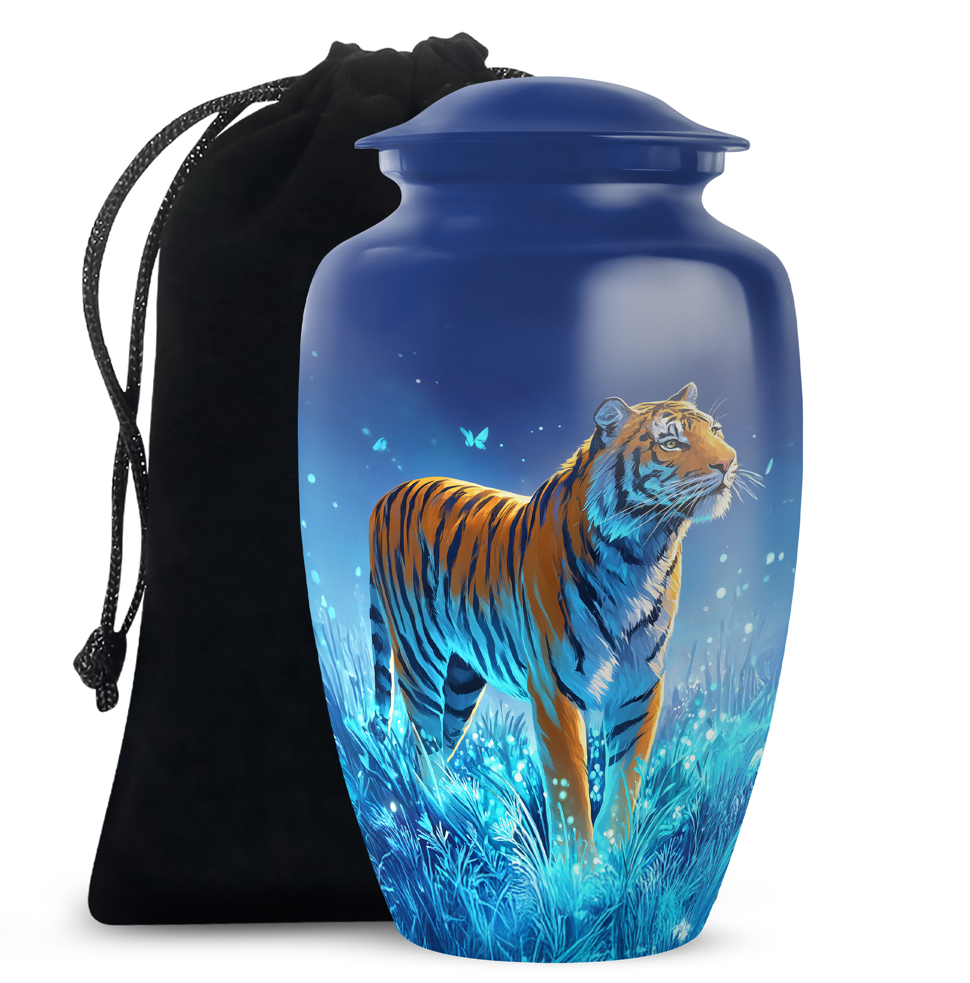MUKTIVE Tiger Memorial Blue Urn for Human Ashes Adult Husband & Wife ...