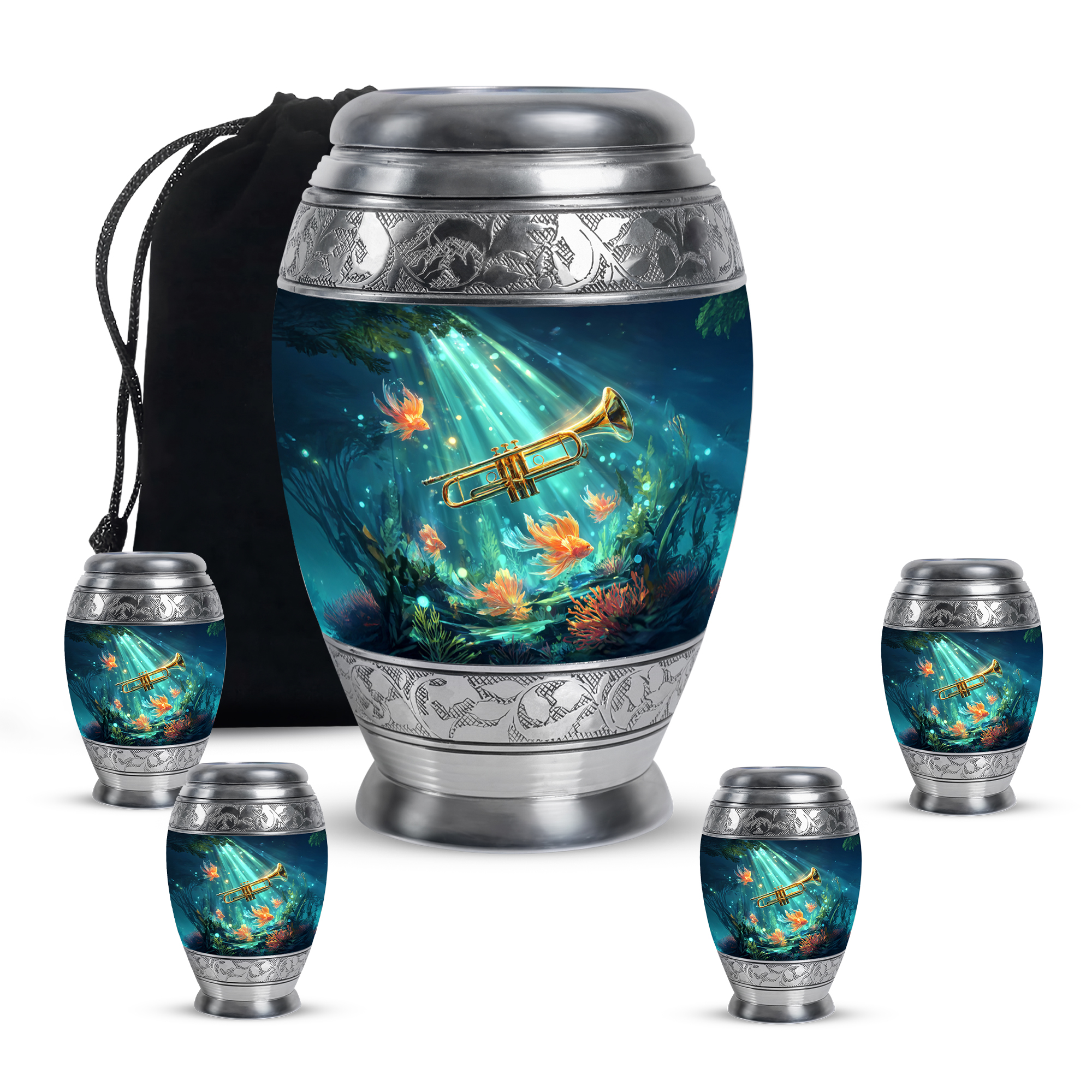 MUKTIVE Trumpet Cremation Keepsake Urns for Adult Male Ashes, Fisherman ...