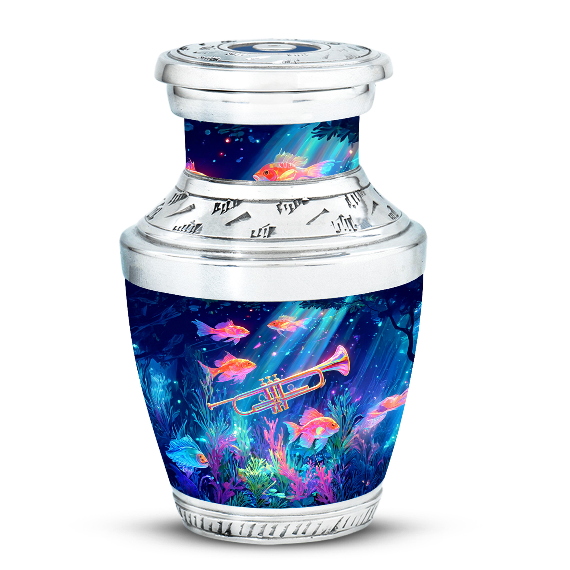 MUKTIVE Trumpet Keepsake Urns for Dad Ashes, Pink Fish Small Burial Urn ...