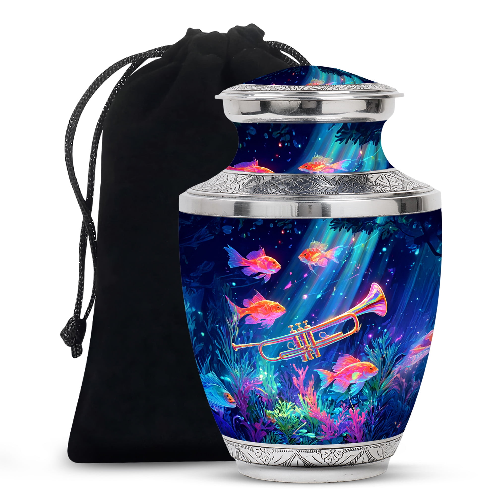 MUKTIVE Trumpet Large Cremation Urns for Human Ashes, Pink Fish Burial ...