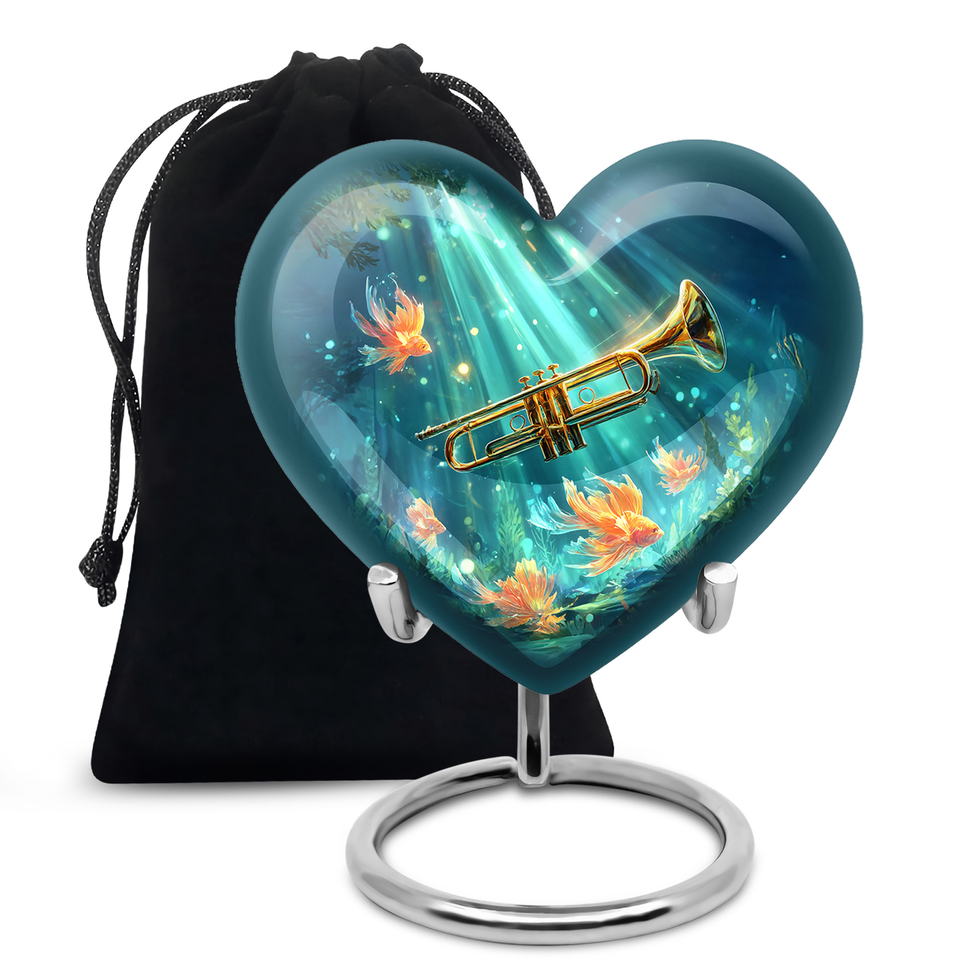 MUKTIVE Trumpet Large Urn for Human Ashes Adult Male, Blue Heart ...
