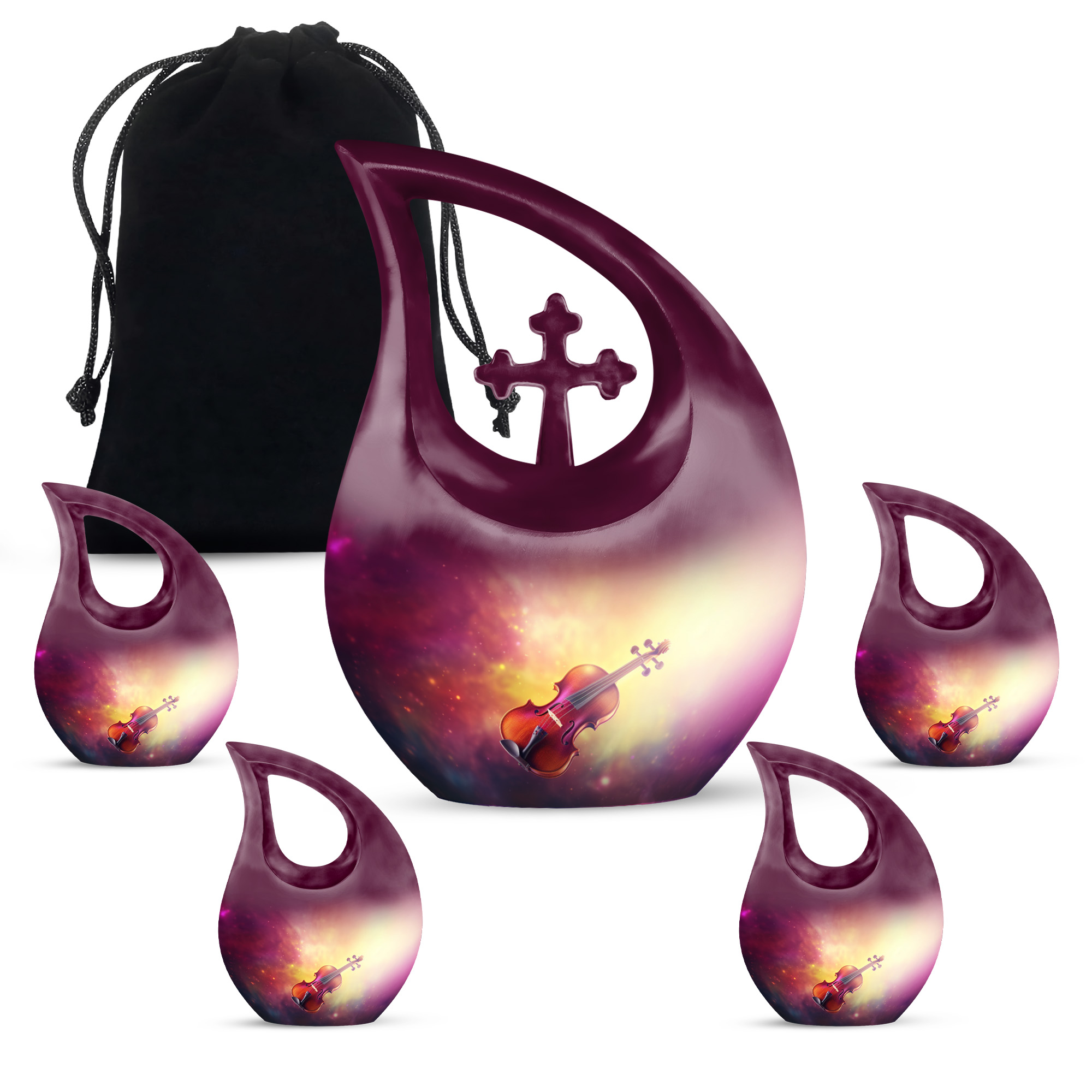 MUKTIVE Violin Combo Sets Urn for Human Ashes Adult, Cremation Urns for ...
