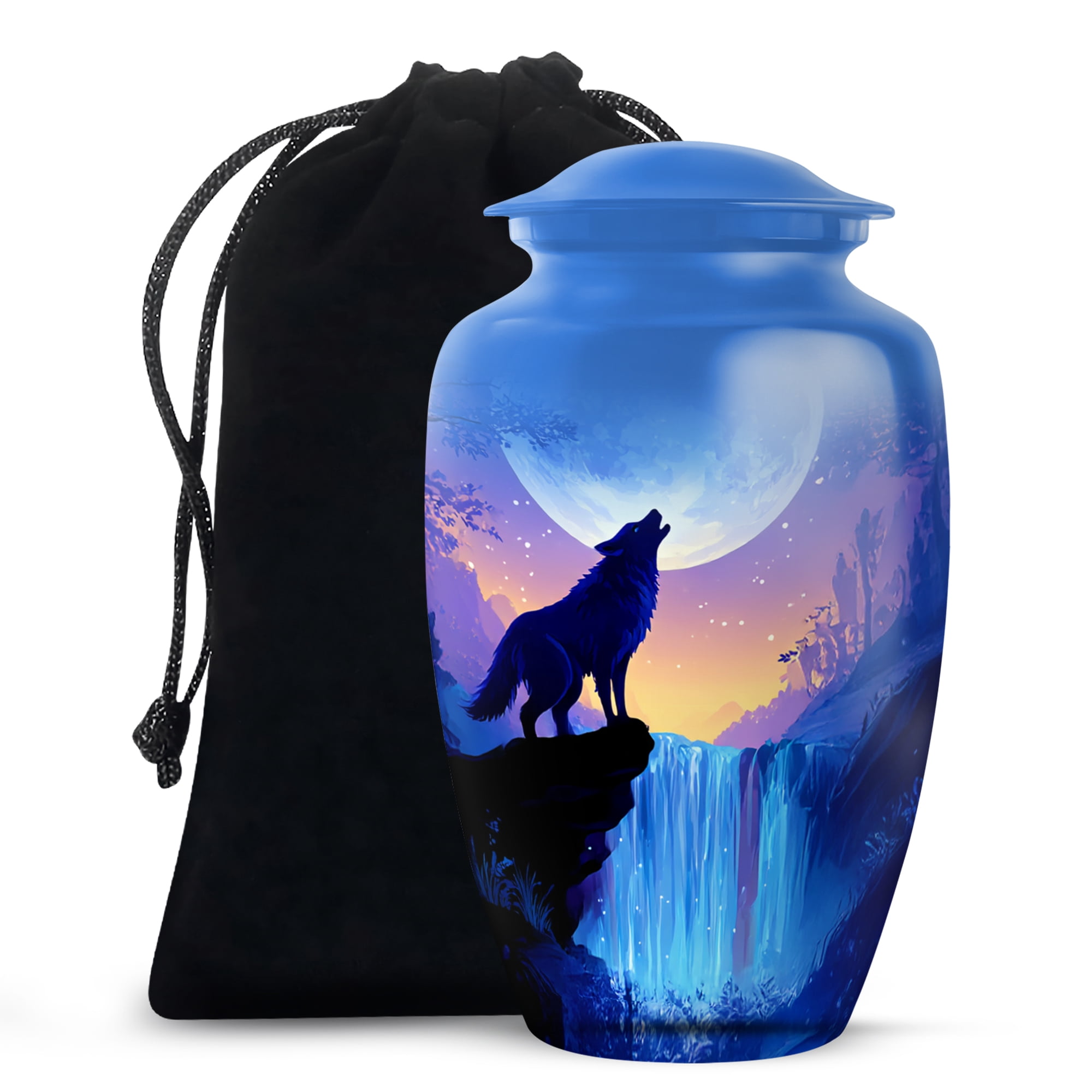 MUKTIVE Waterfall Cremation Urn for Ashes for Women, Large Blue Burial ...