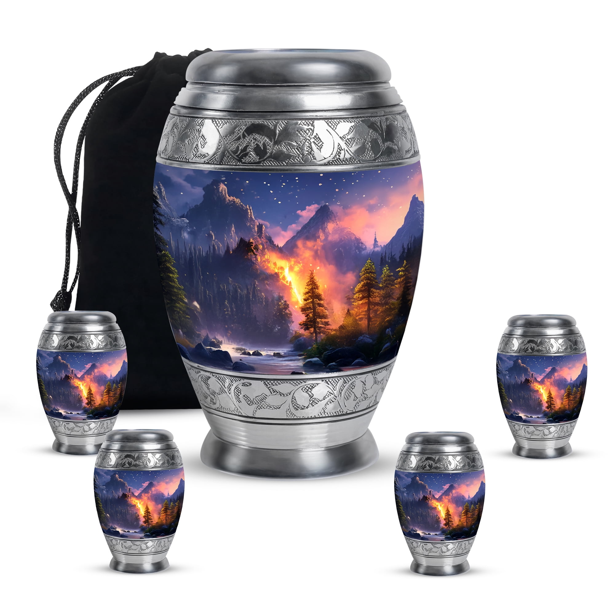 MUKTIVE Waterfall & Sunflowers Large Urns for Human Ashes Adult Man ...